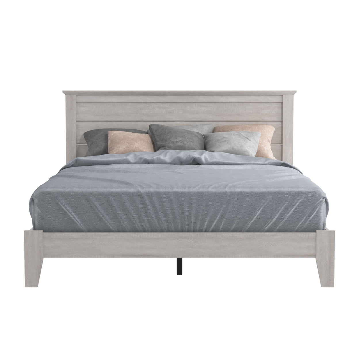Tiena Dusty Grey Oak Wood Frame Queen Bed With Headboard - Walmart.com