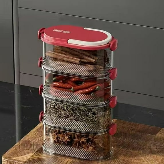 Tier Airtight Organizer Stackable Storage For Seasonings Layer Food ...