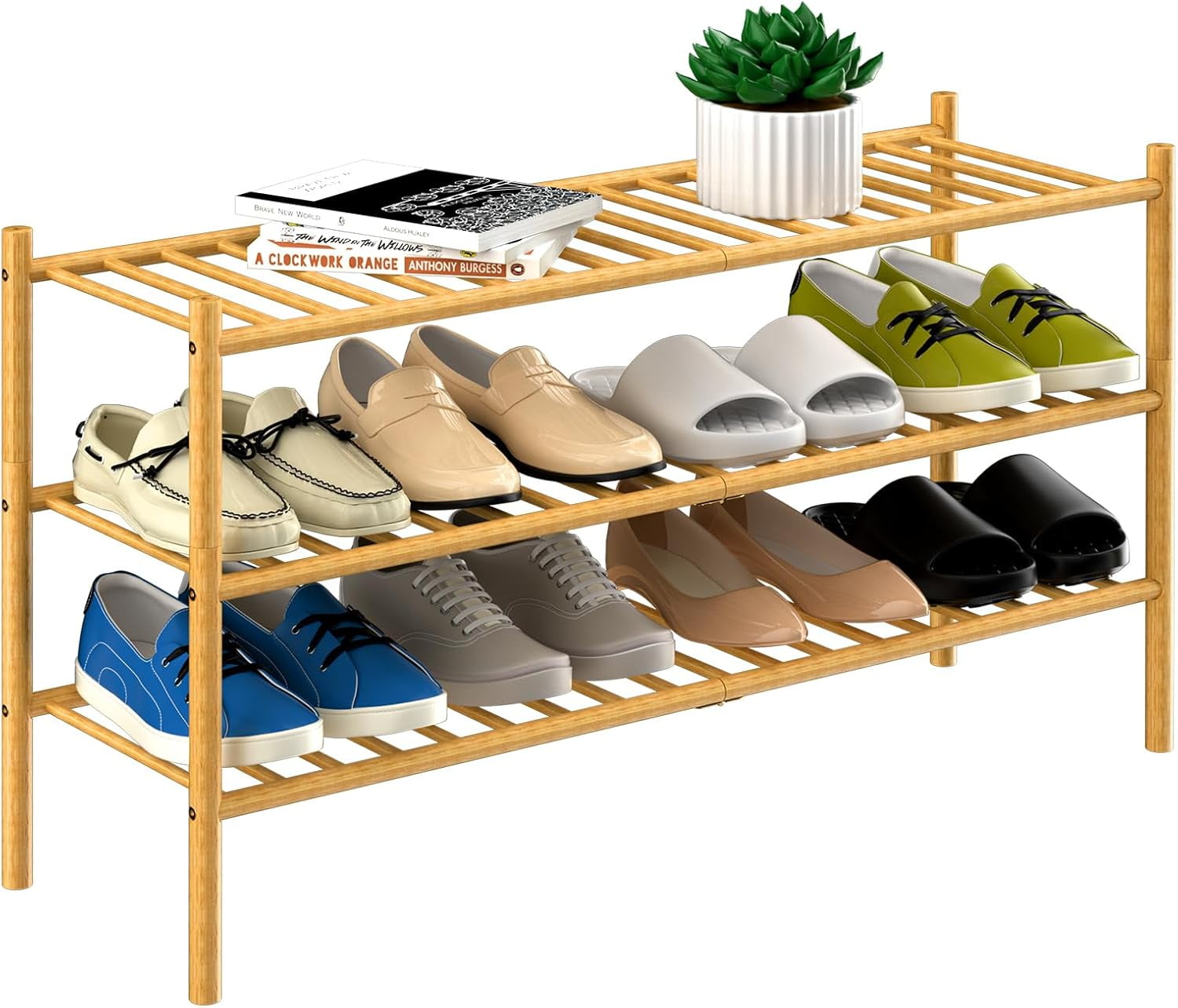 Tier Bamboo Shoe Rack for Closet Free Standing Wood Shoe Shelf for ...