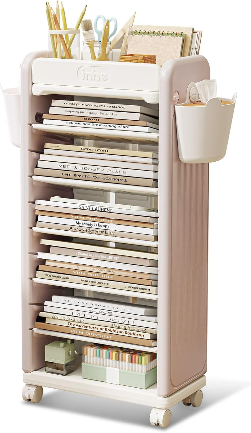 Tier Book Cart | Mobile Bookshelf, Rolling Storage Cart & Mobile ...