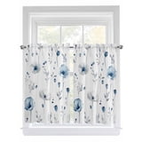 Tier Curtains 45 Inches Long, Blue Floral Spring Window Treatment ...