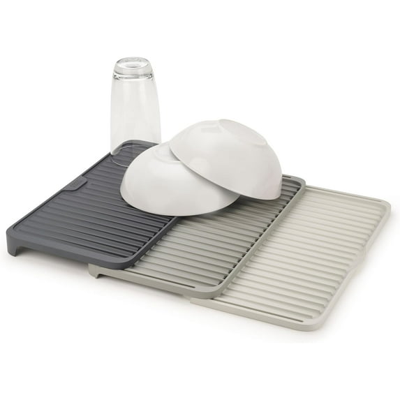 Tier Expandable Draining Board, Dish Rack Drainer, Plastic, Grey ...