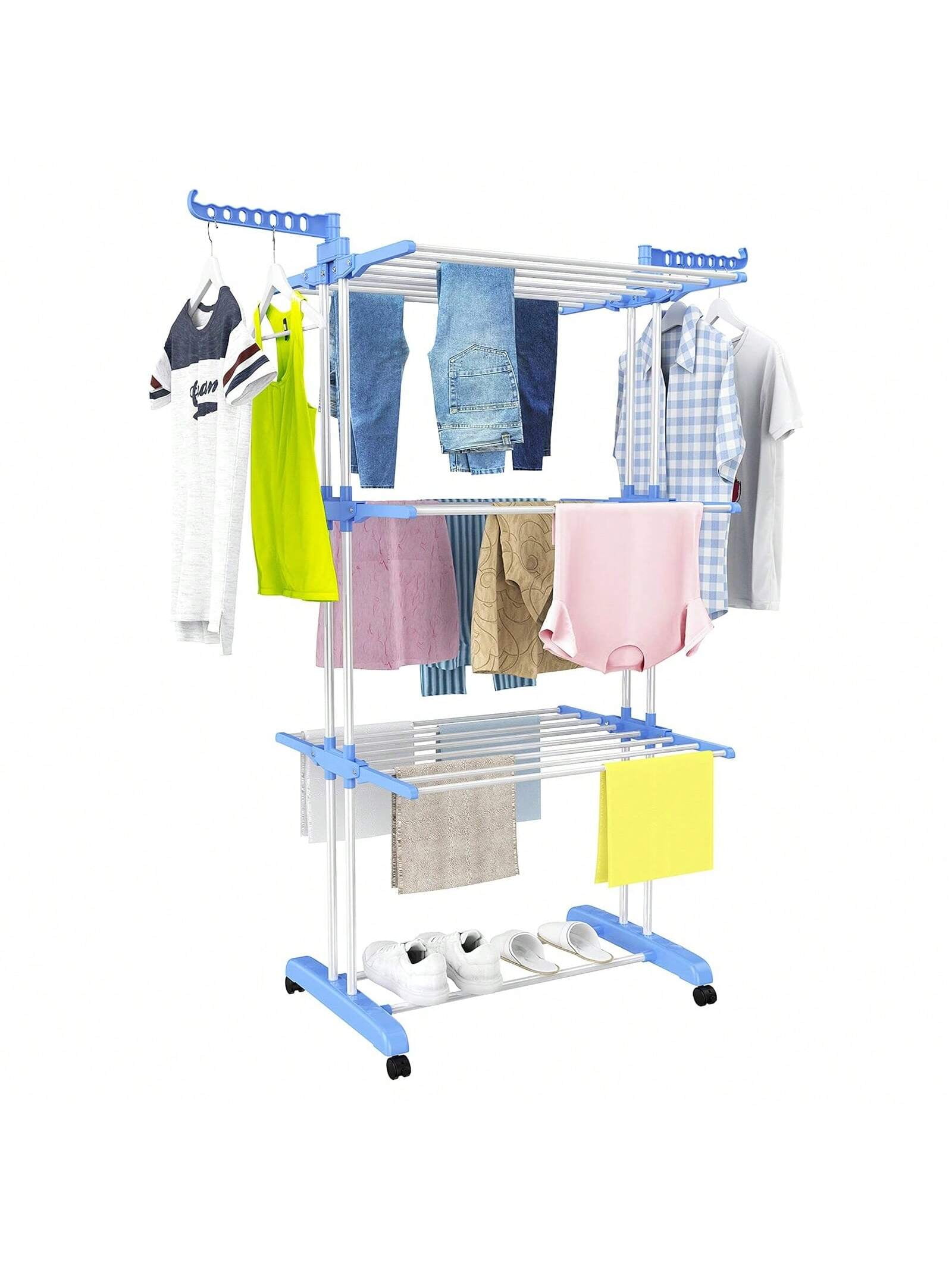 Tier Foldable Clothes Drying Rack - 67.7" Stainless Steel Garment Rack ...