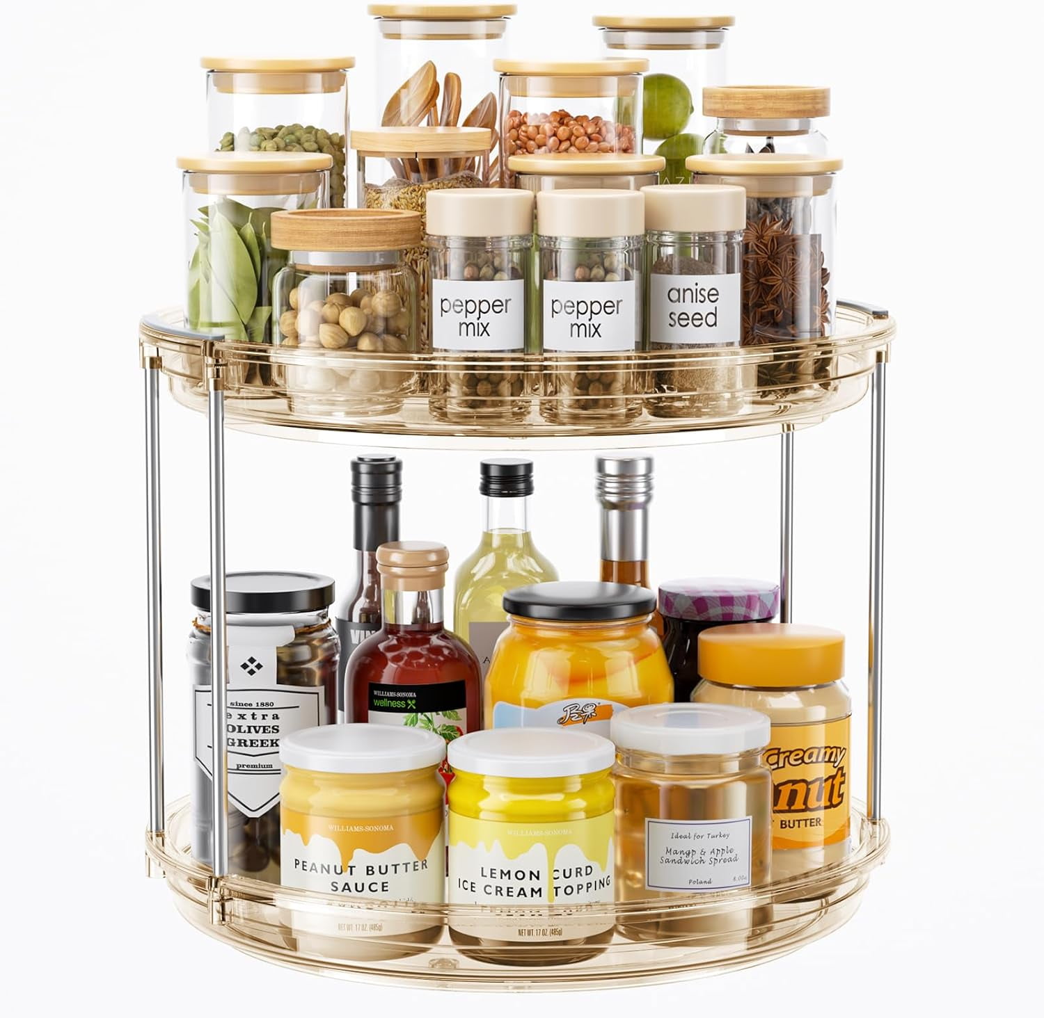 Tier Lazy Susan Turntable Organizer ' Rotating Spice Rack Organization ...
