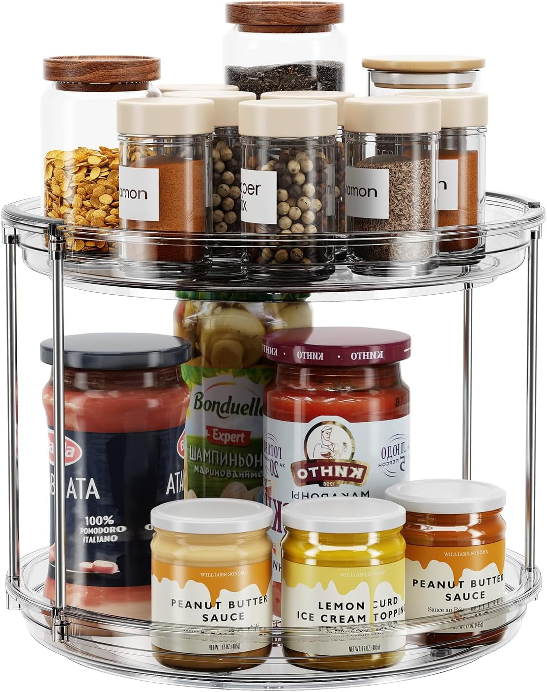 Tier Lazy Susan Turntable Organizer ' Rotating Spice Rack Organization ...