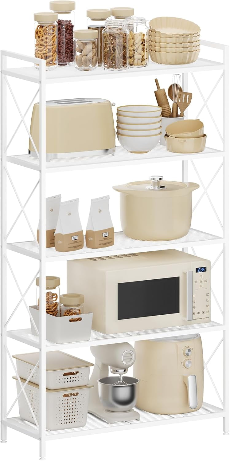 Tier Metal Storage Rack, Shelving Unit with X Side Frames, Dense Mesh for Entryway, Kitchen ...