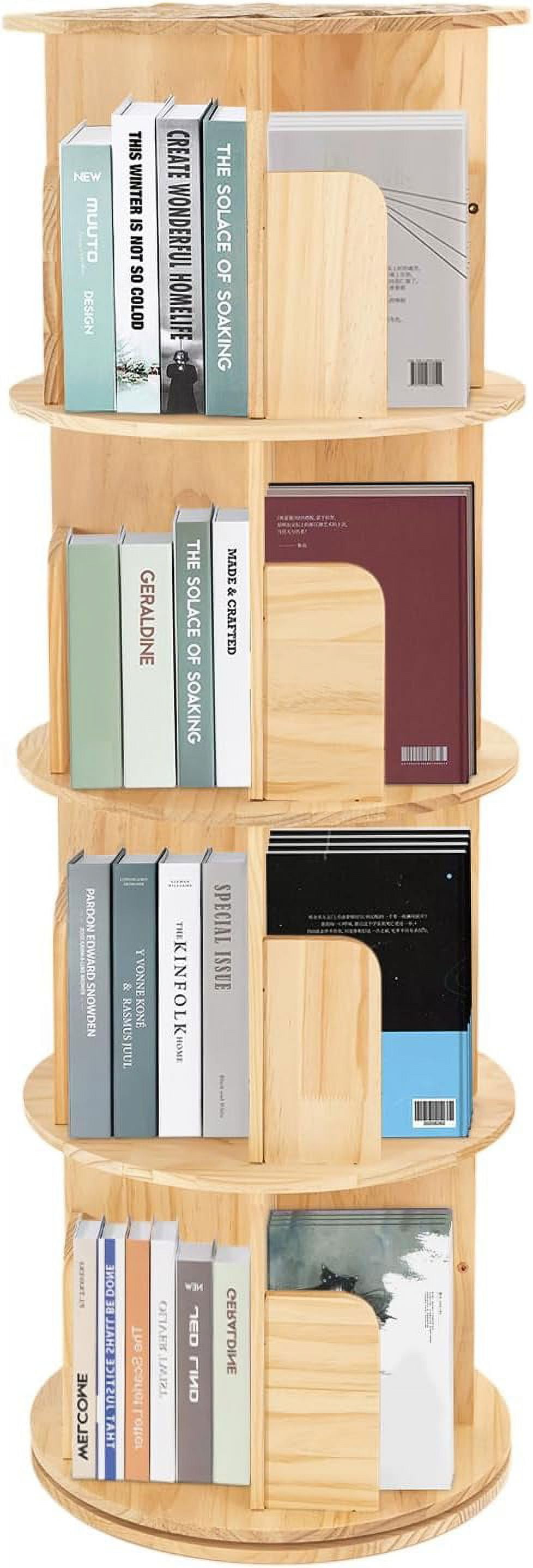Tier Rotating Bookshelf 360° Revolving Bookcase Rotating Stackable ...