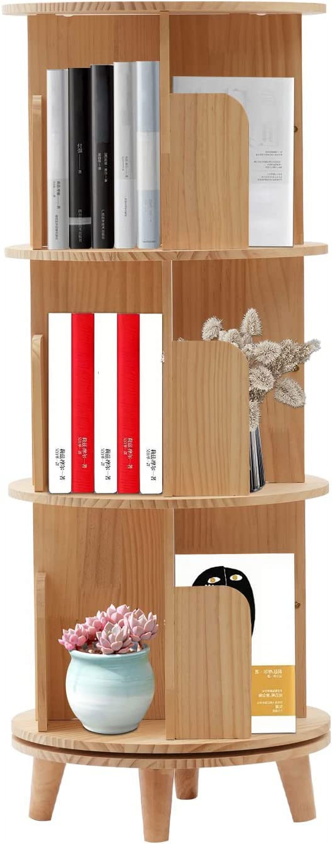 Tier Rotating Bookshelf 360° Revolving Bookcase Rotating Stackable ...