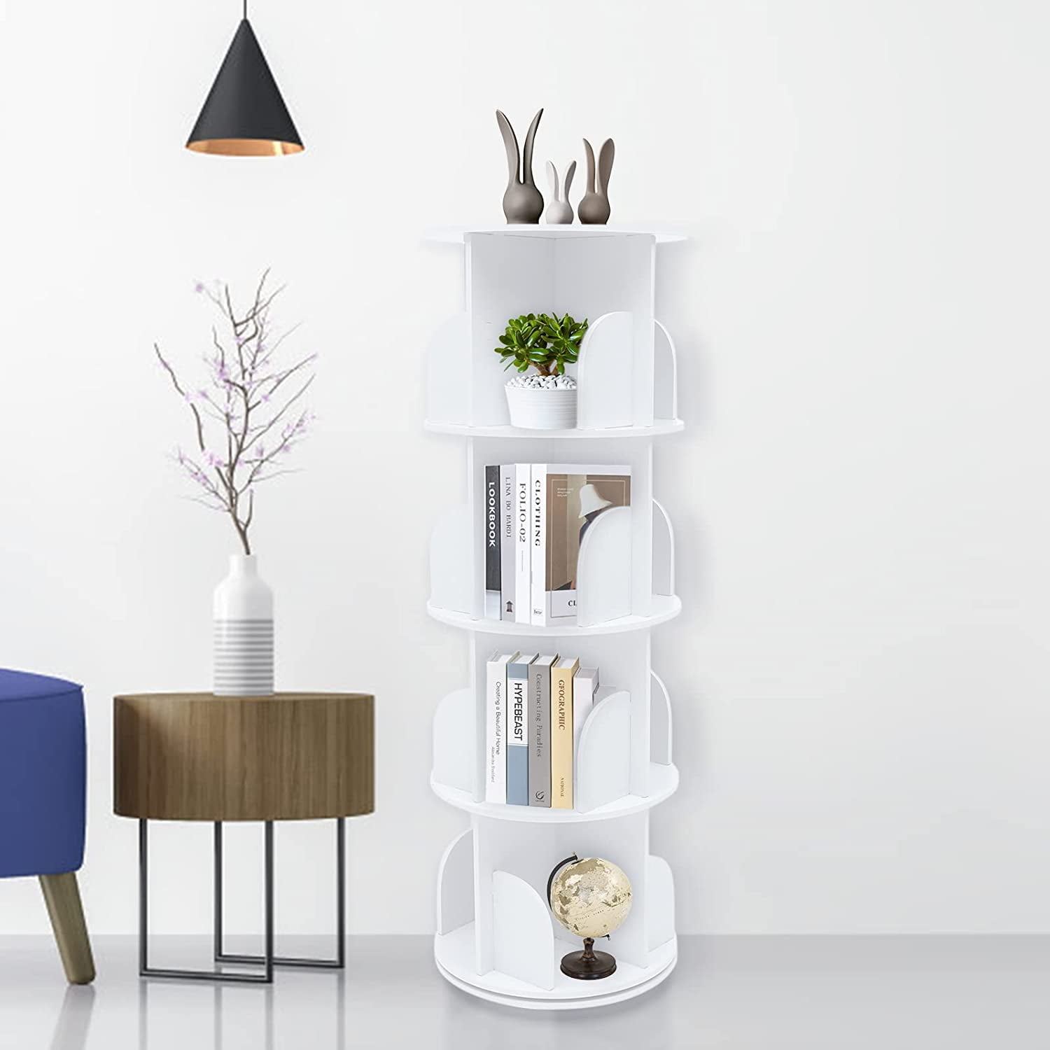 Tier Rotating Bookshelf 360° Revolving Bookcase Rotating Stackable ...