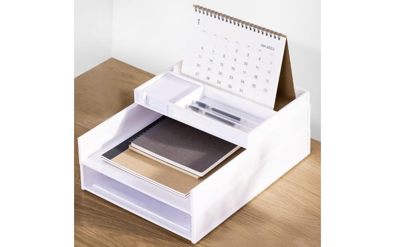 Tier Stackable Letter Tray Paper Organizer, White Desk Paper Tray for ...