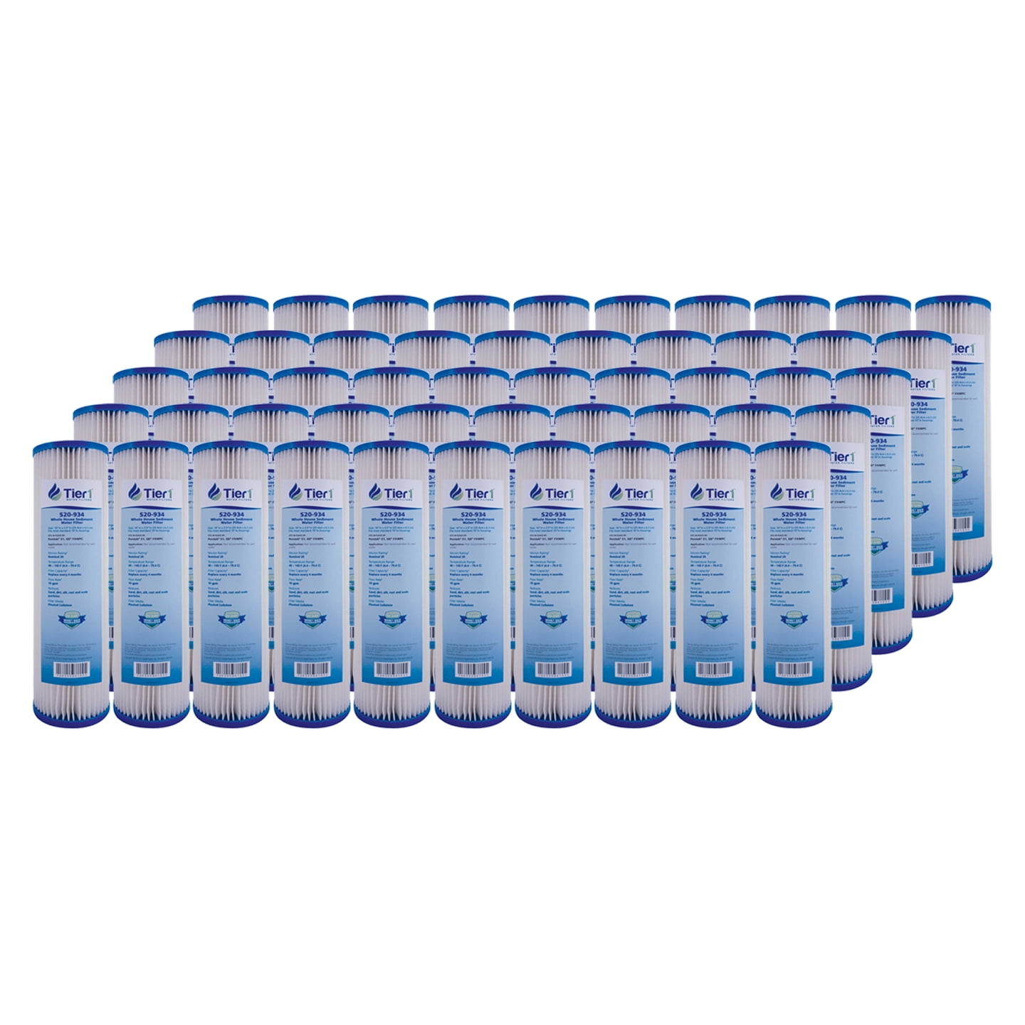 Tier1 20 Micron 10 Inch x 2.5 Inch | 50-Pack Pleated Cellulose Whole ...