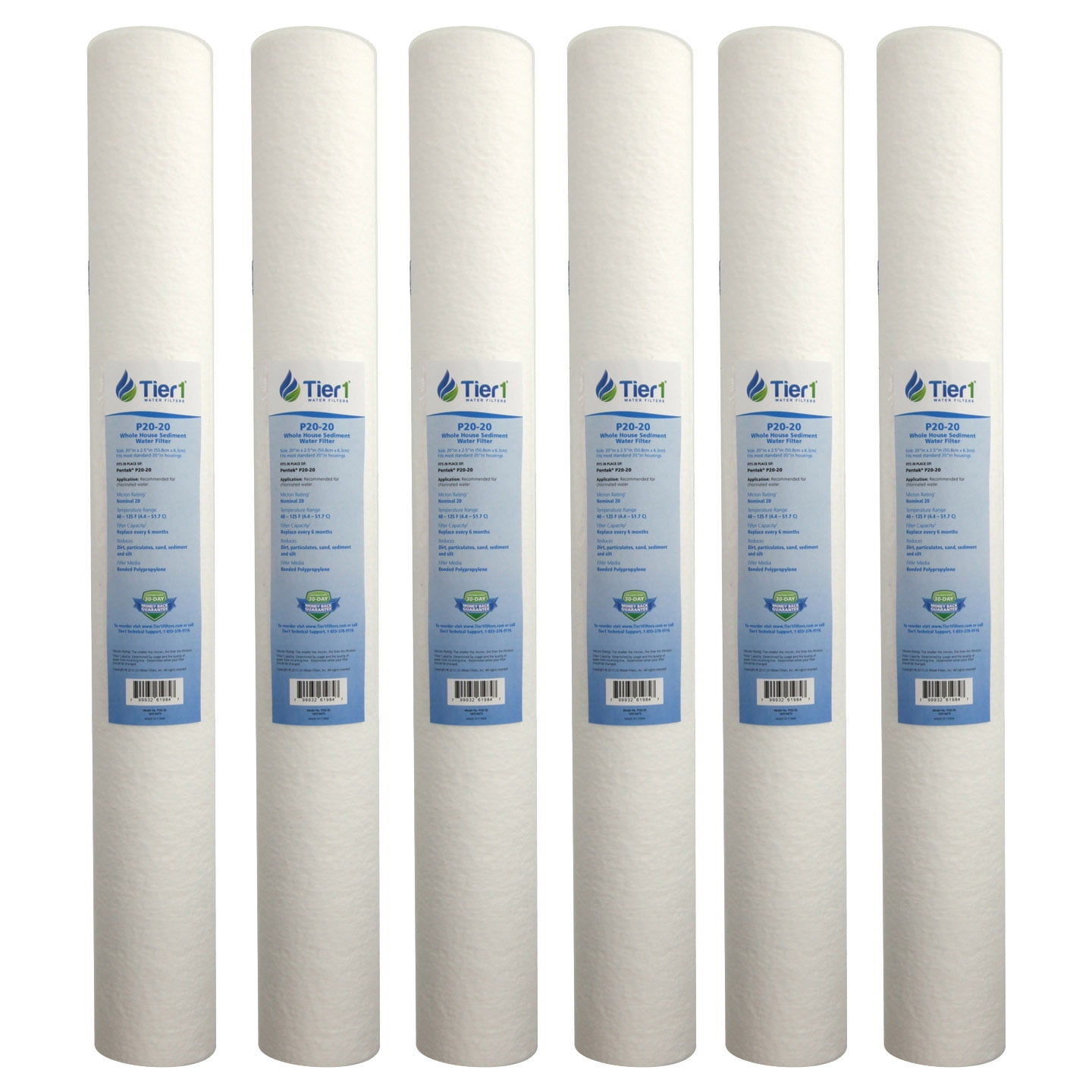 Tier1 20 Micron 20 Inch x 2.5 Inch | 6-Pack Spun Wound Polypropylene ...