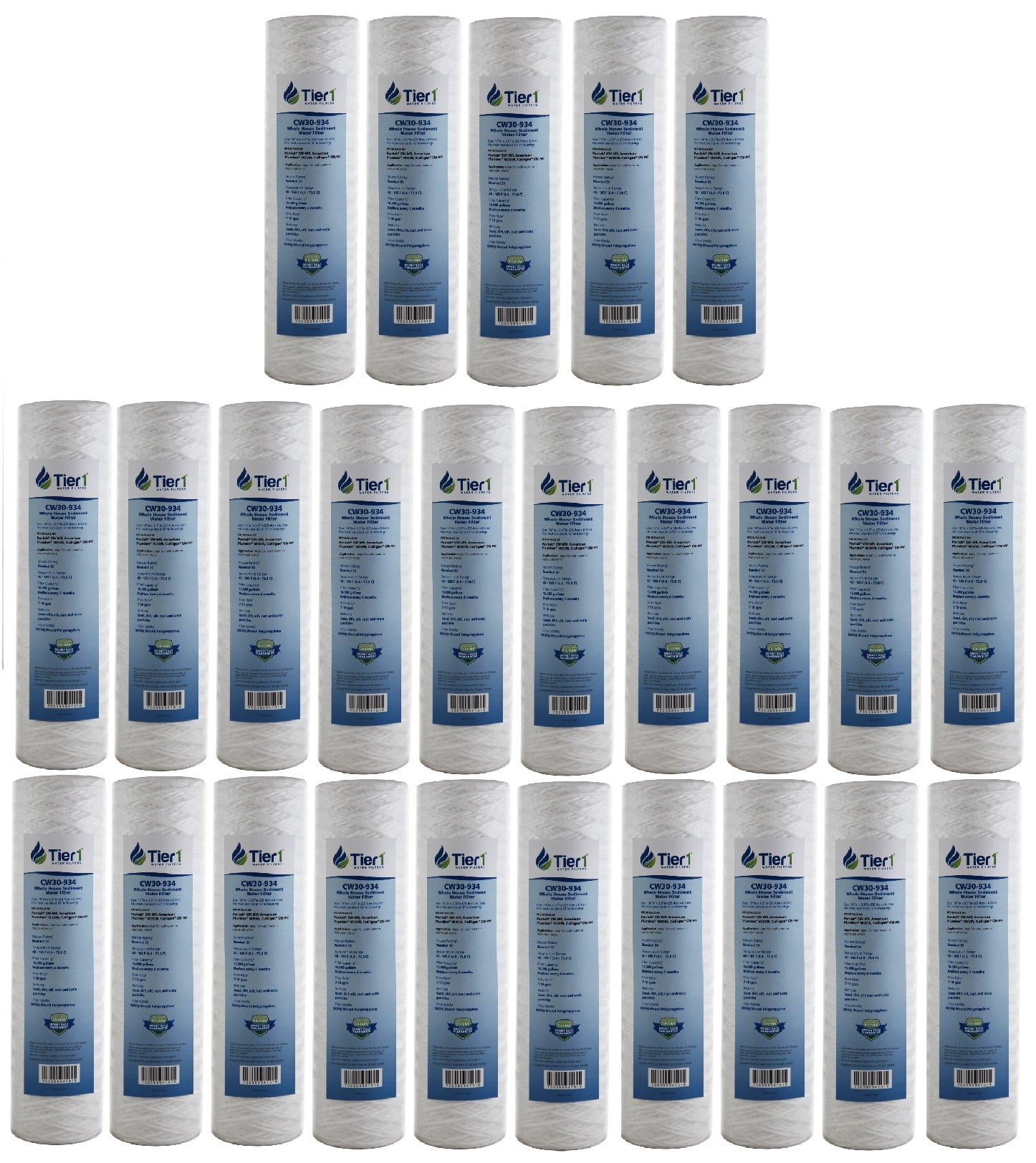 Tier1 30 Micron 10 Inch x 2.5 Inch | 25-Pack String Wound Polypropylene ...