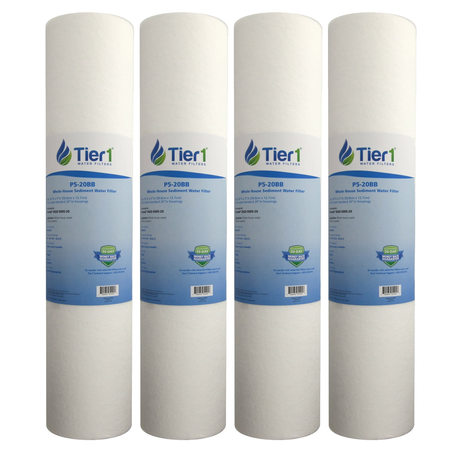 Tier1 5 Micron 20 Inch x 4.5 Inch | 4-Pack Spun Wound Polypropylene ...