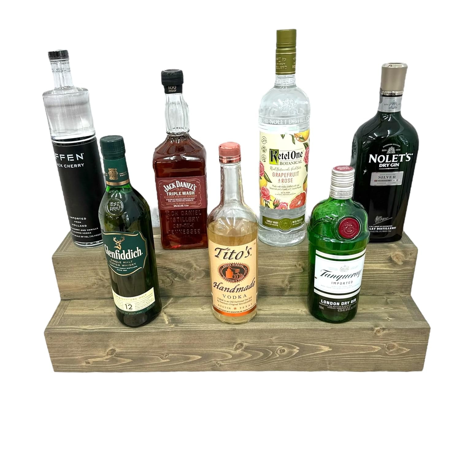 Tiered Bottle Shelf | 2 Tier Liquor Bottle Display | Bar Organization ...
