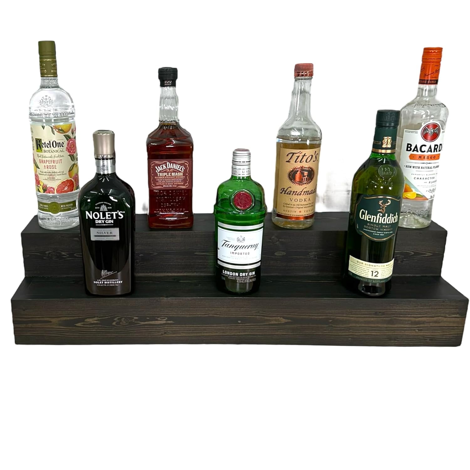 Tiered Bottle Shelf | 2 Tier Liquor Bottle Display | Bar Organization ...