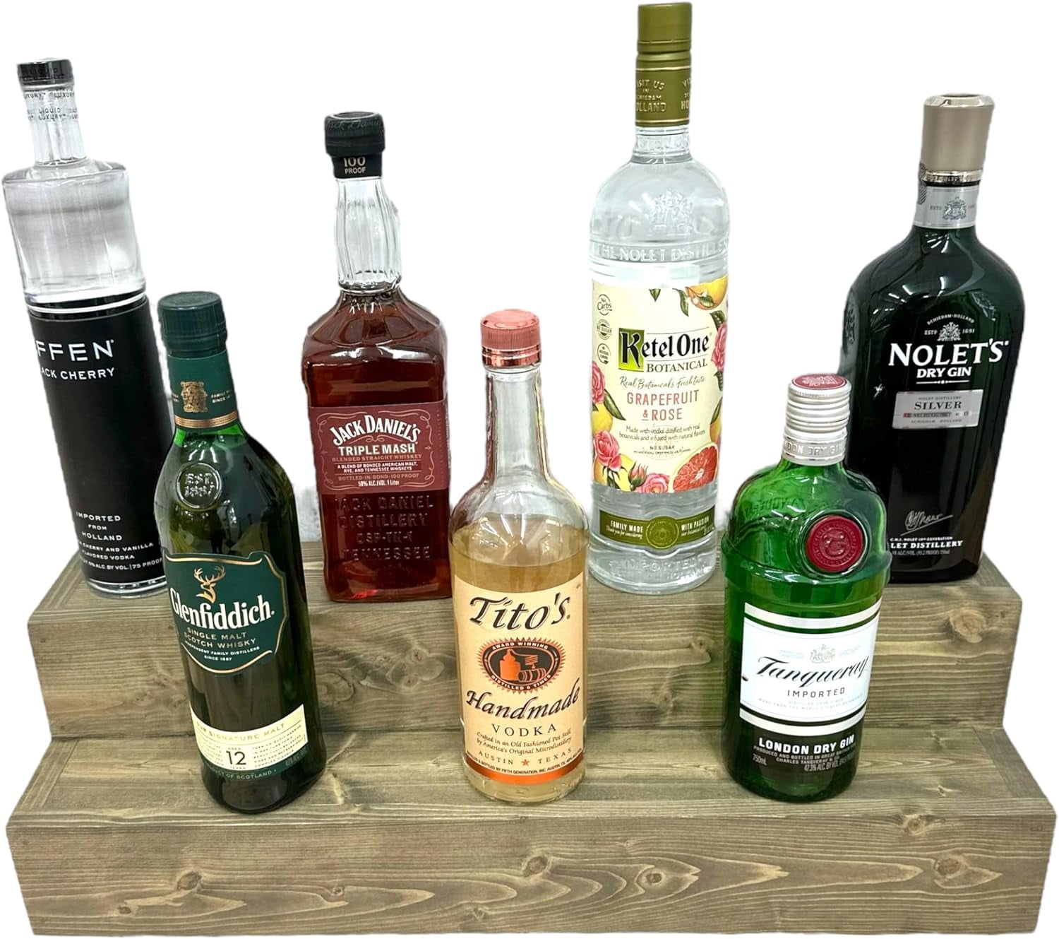 Tiered Bottle Shelf | 2 Tier Liquor Bottle Display | Bar Organization ...