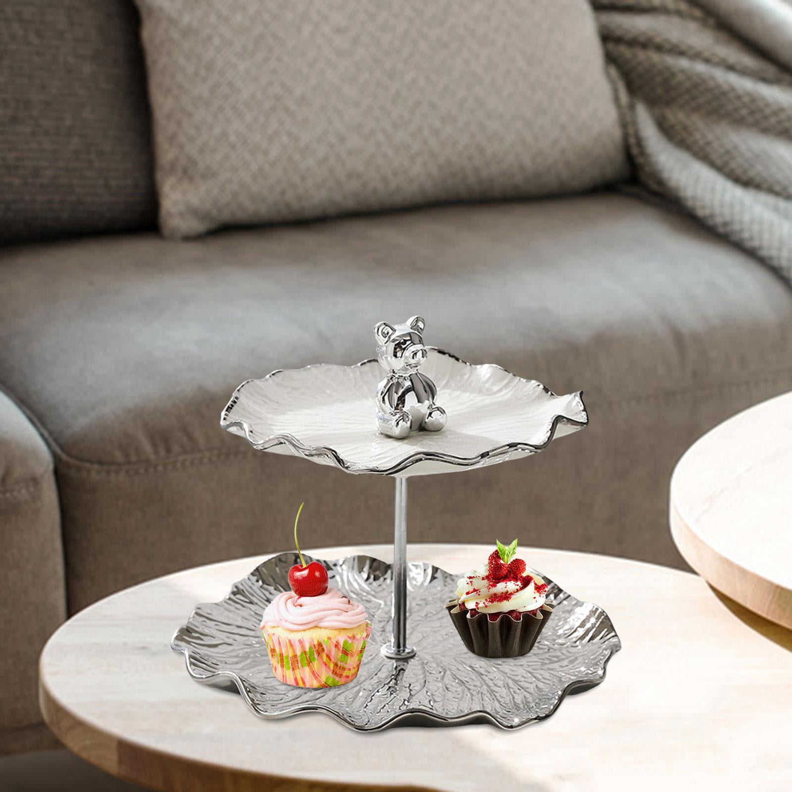 Tiered Cake Stand Embossed Dessert Stand Ceramic Cupcake Stand Serving ...