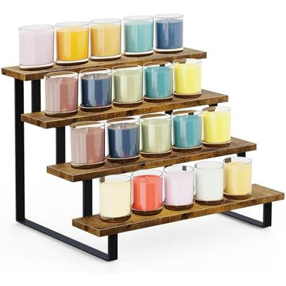 Tiered Display Stand, Wooden Display Risers, 4 Tier Display Shelf for ...