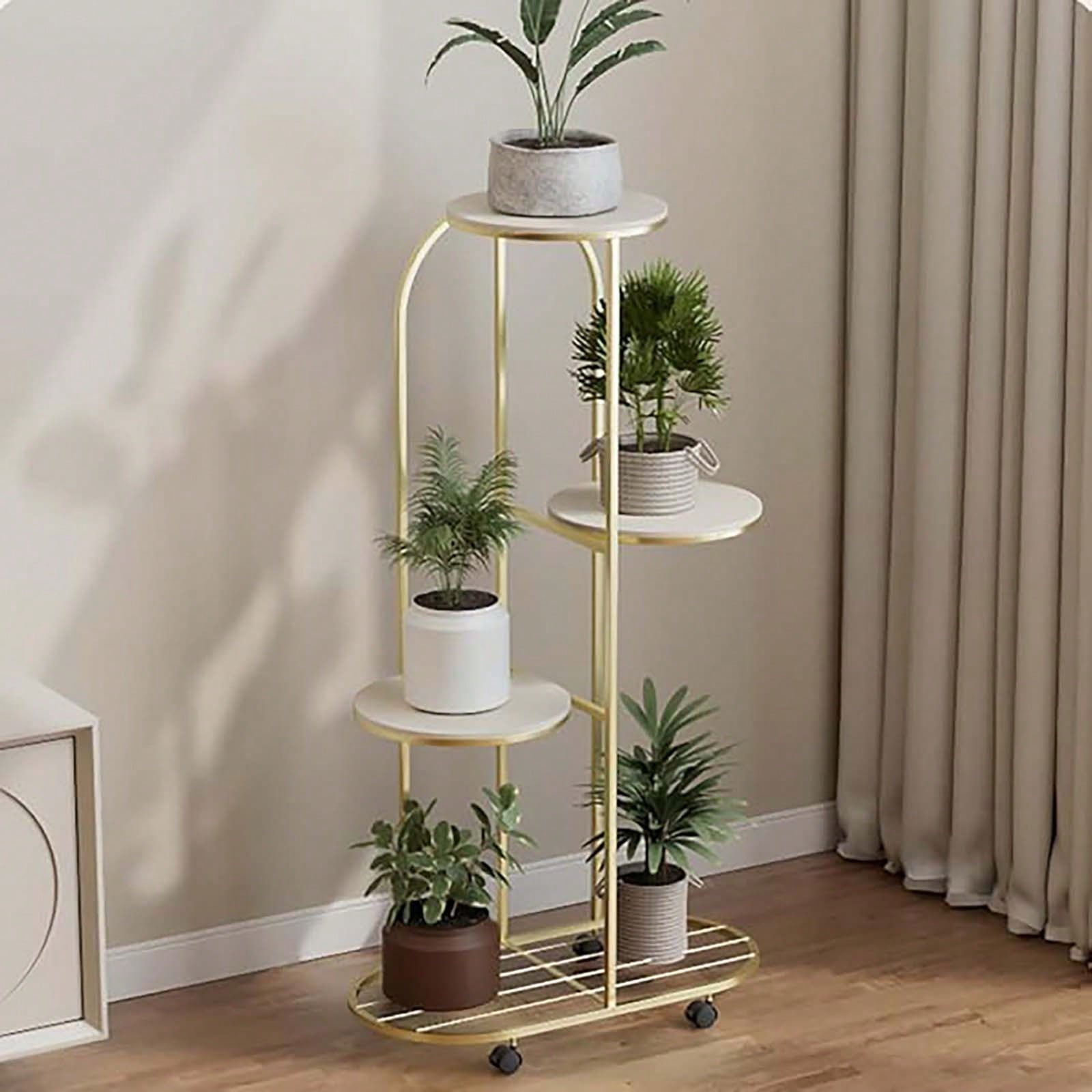 Tiered Plant Stand With Wheels, Rolling Plant Stand Flower Pot Display ...