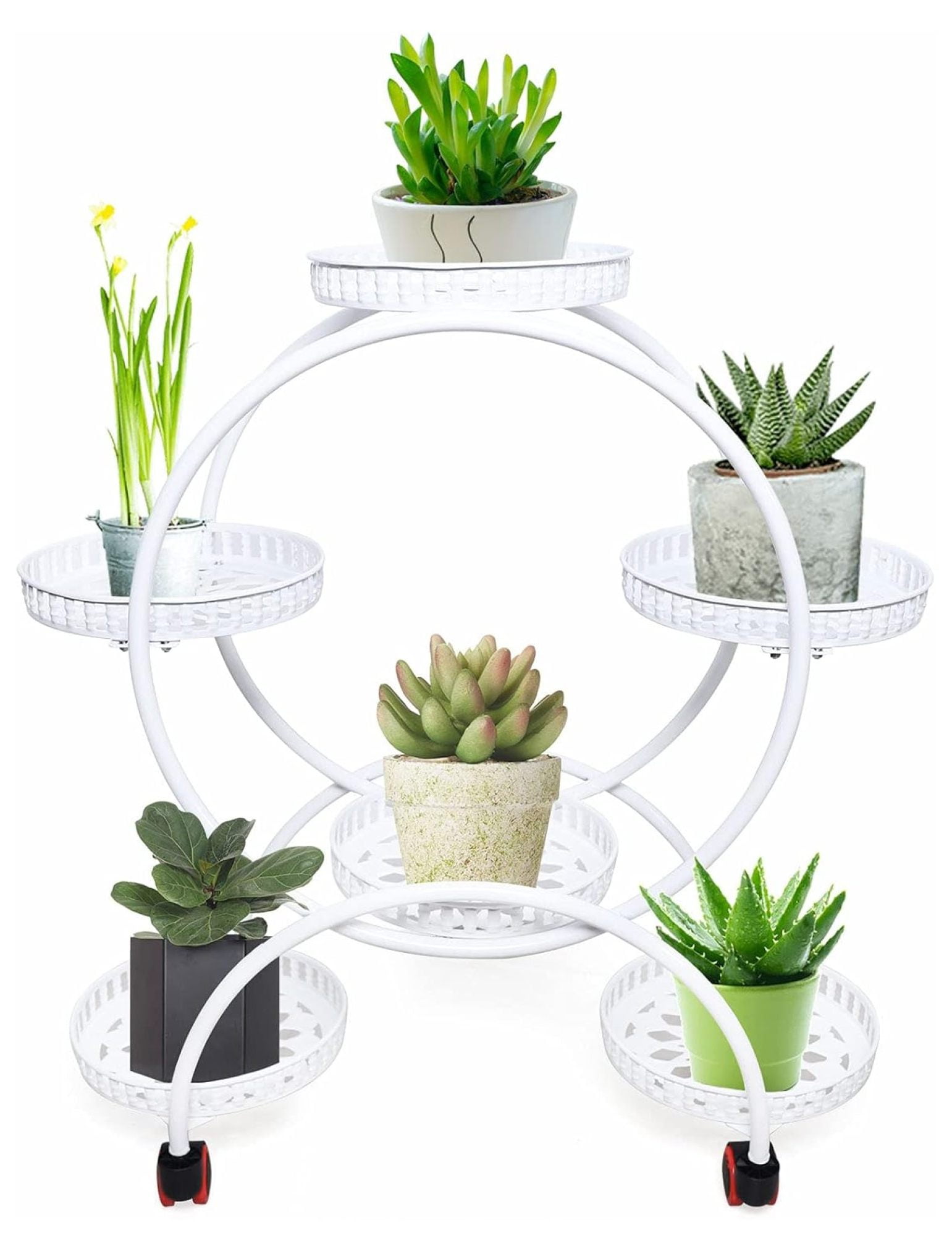Tiered Plant Stand White Plant Stand Metal Shelves Flower Pot Plant ...