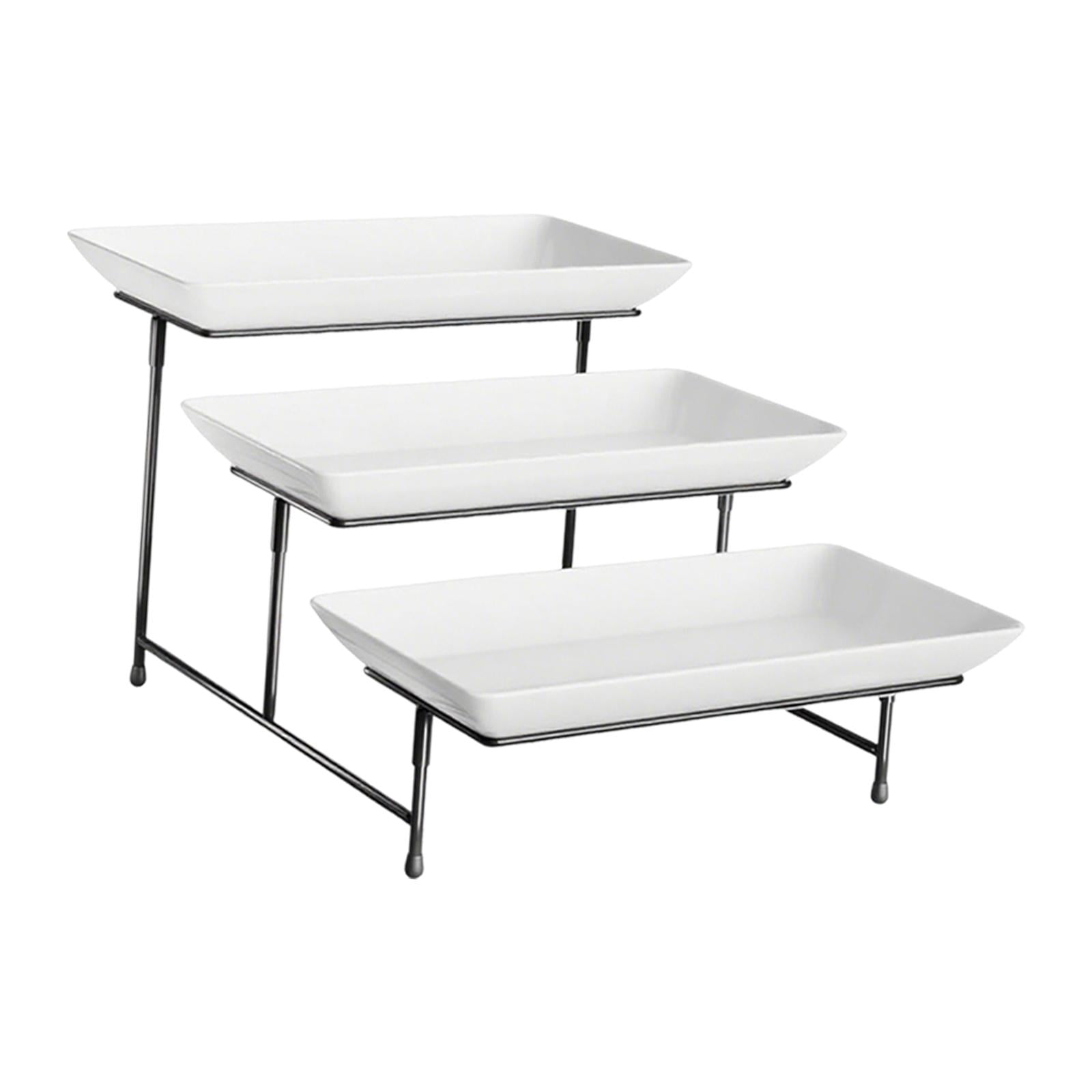Tiered Serving Stand Party Display Set Fruit Tray with Black Melamine ...