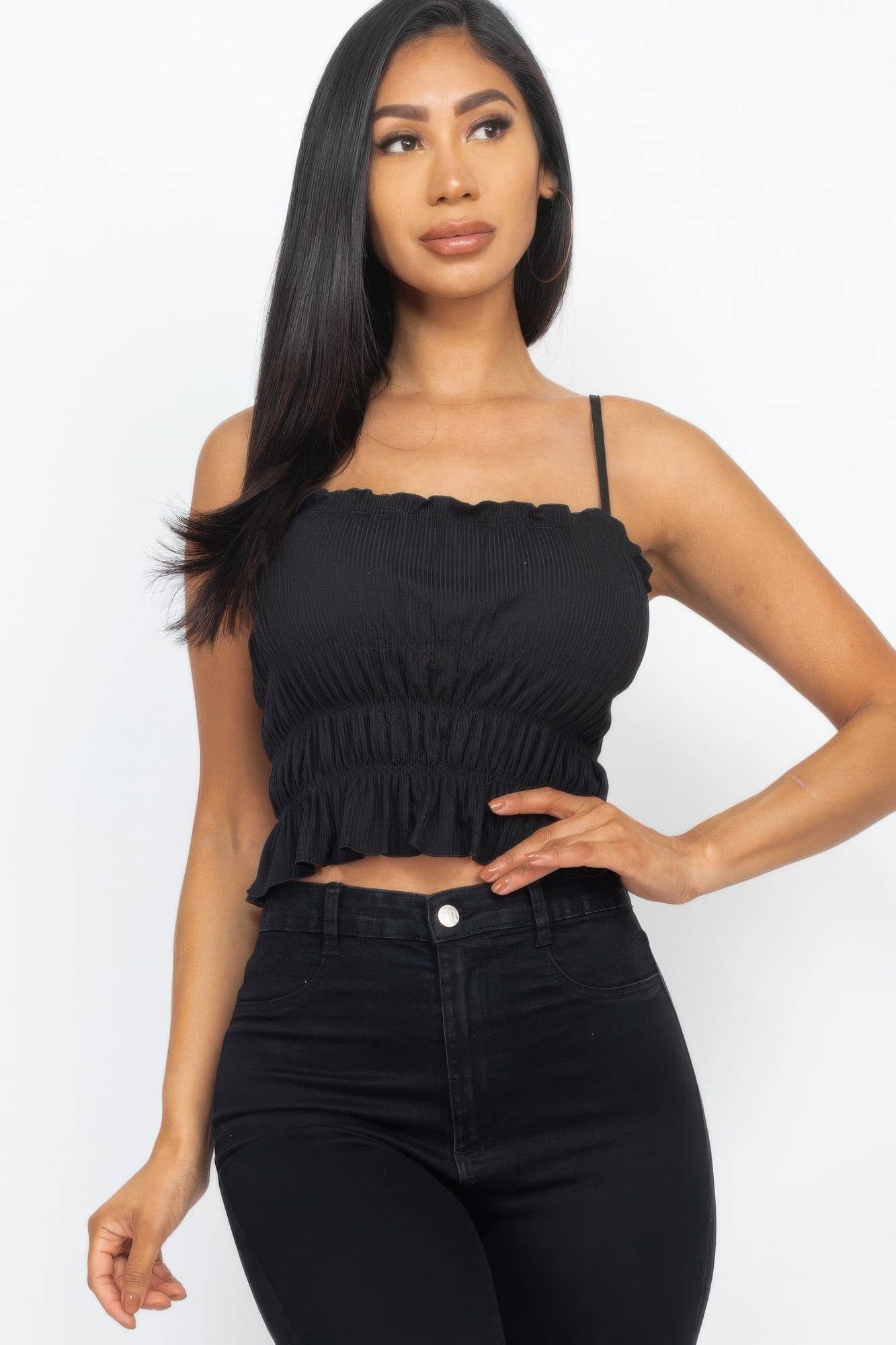 Tiered Shirred Body Crop Top - Walmart.com