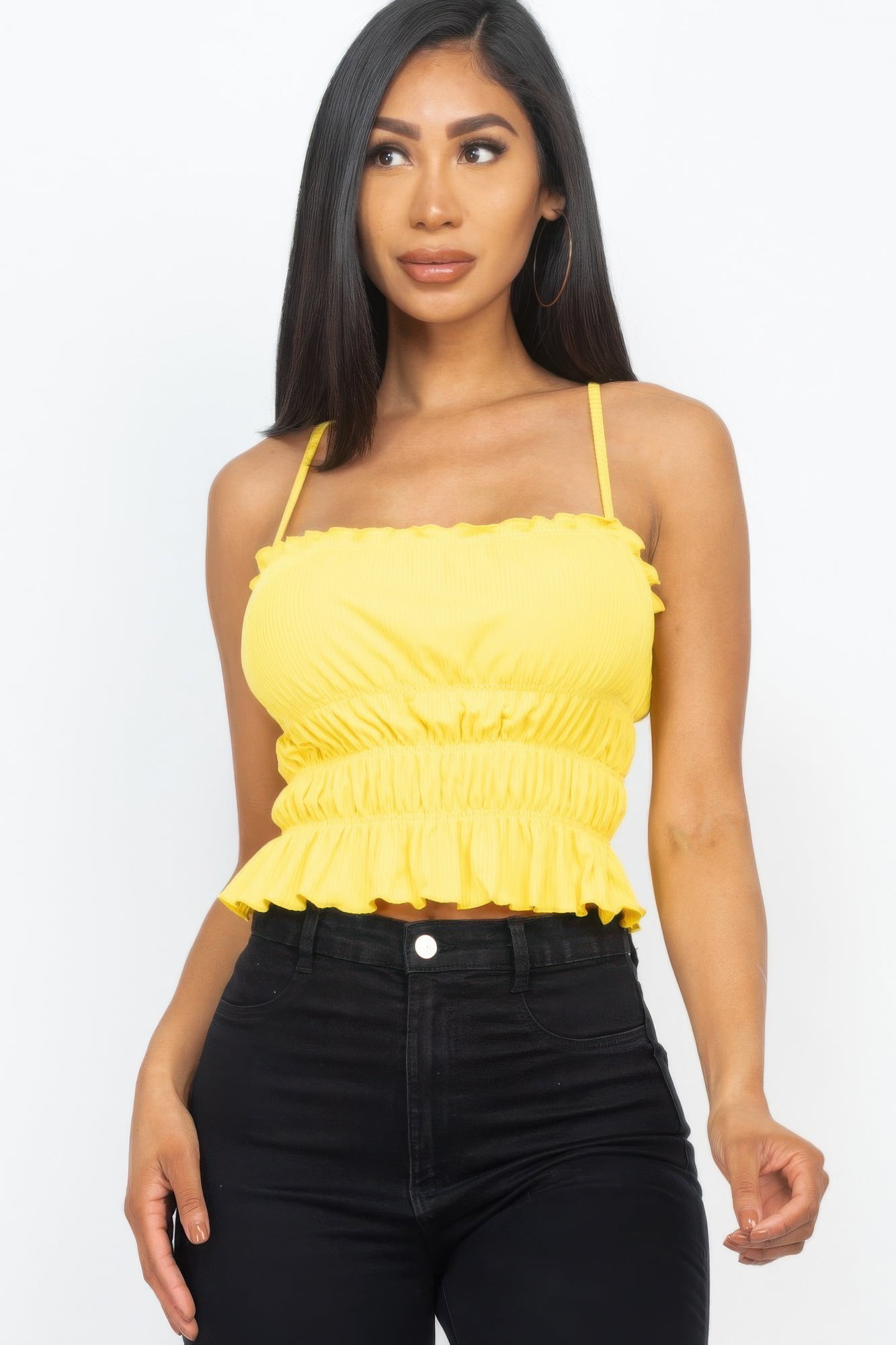 Tiered Shirred Body Crop Top - Walmart.com