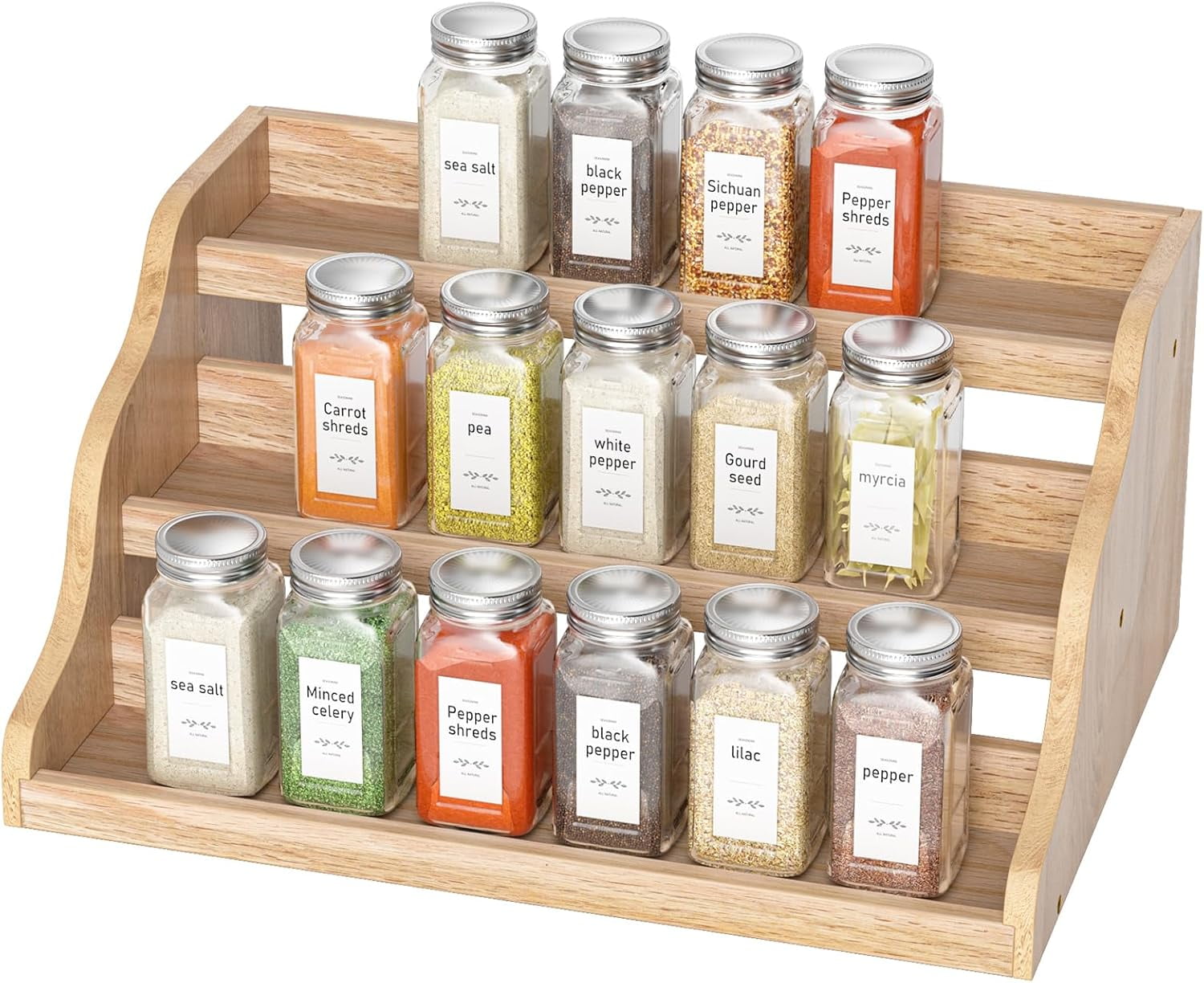 Tiered Spice Rack Organizer for Cabinet, Wooden Spice Rack for ...