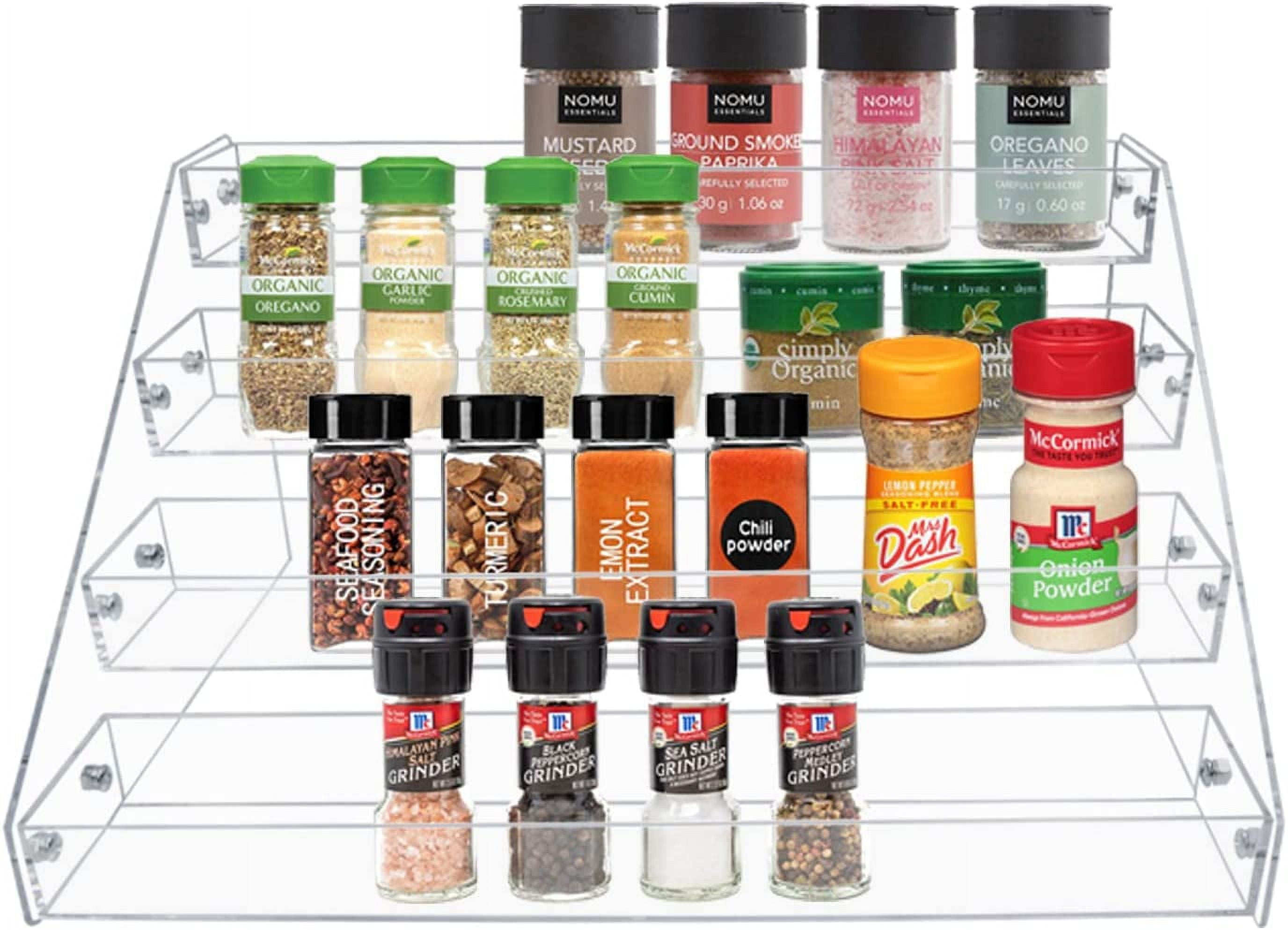 Tiered Spice Rack, Seasoning Organizer, Clear Acrylic Vertical Shelves ...