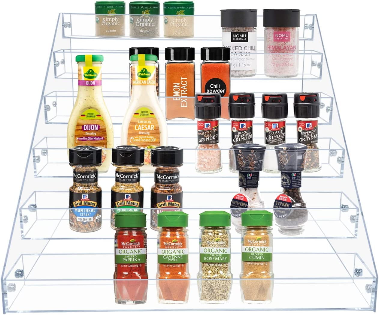 Tiered Spice Rack, Seasoning Organizer, Clear Acrylic Vertical Shelves ...