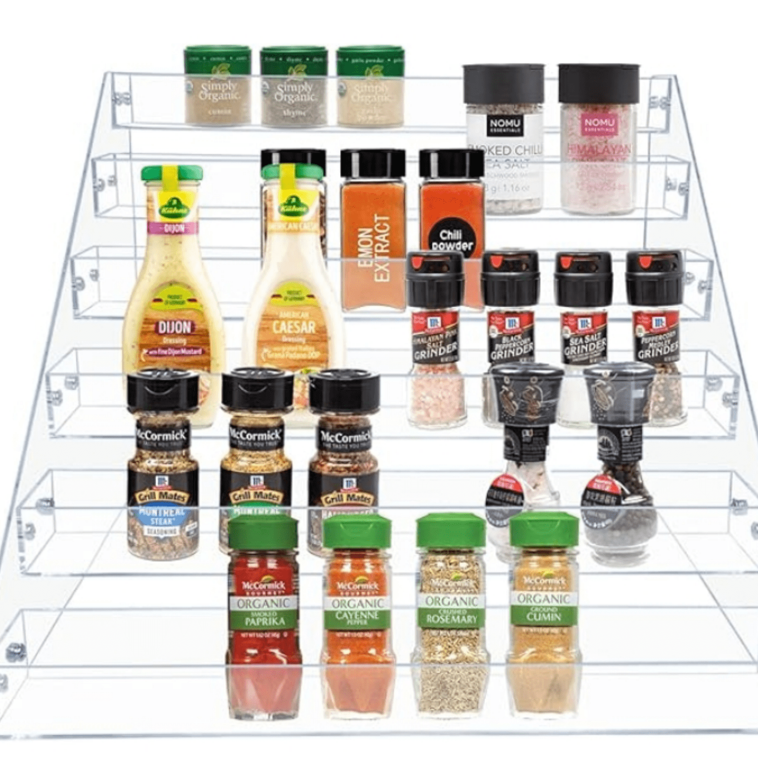 Tiered Spice Rack, Seasoning Organizer, Clear Acrylic Vertical Shelves ...