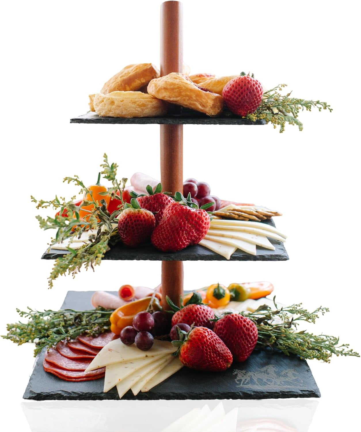 Tiered Tray Stand Space-Saving Modern and Rustic 3 Tier Serving Tray w ...