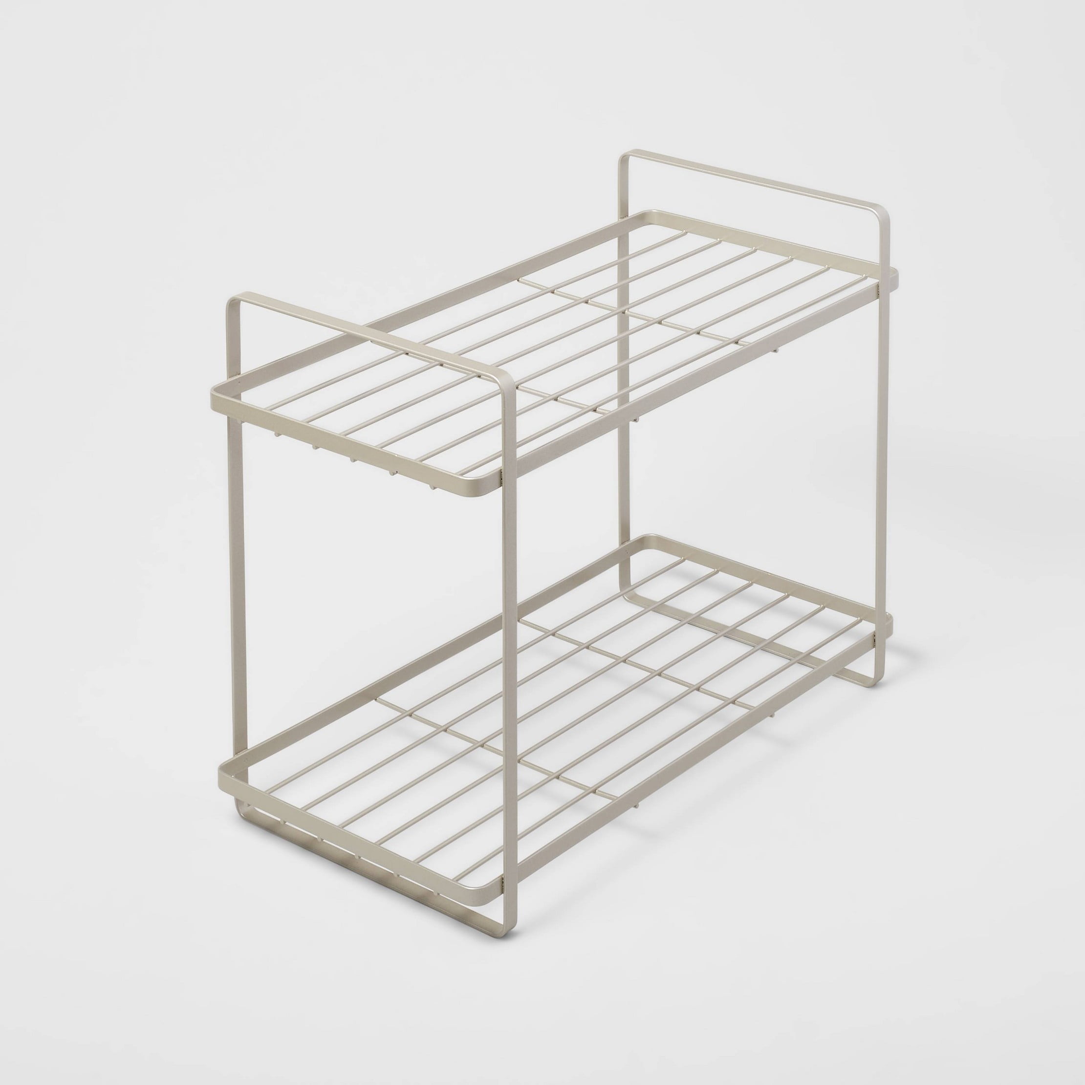 Tiered Vanity Organizer Brushed Nickel: Steel 2-Tier Storage Rack, Rust ...