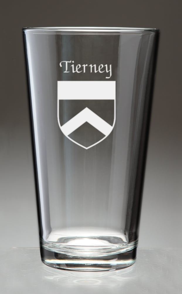 Tierney Irish Coat of Arms Pint Glasses - Set of 4 (Sand Etched ...