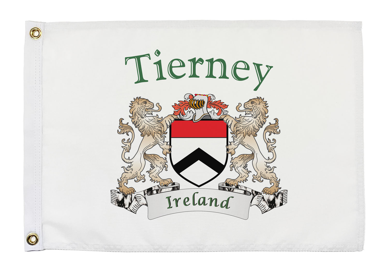 Tierney Irish Coat of Arms Small White Flag - 16"x10.5" inches ...