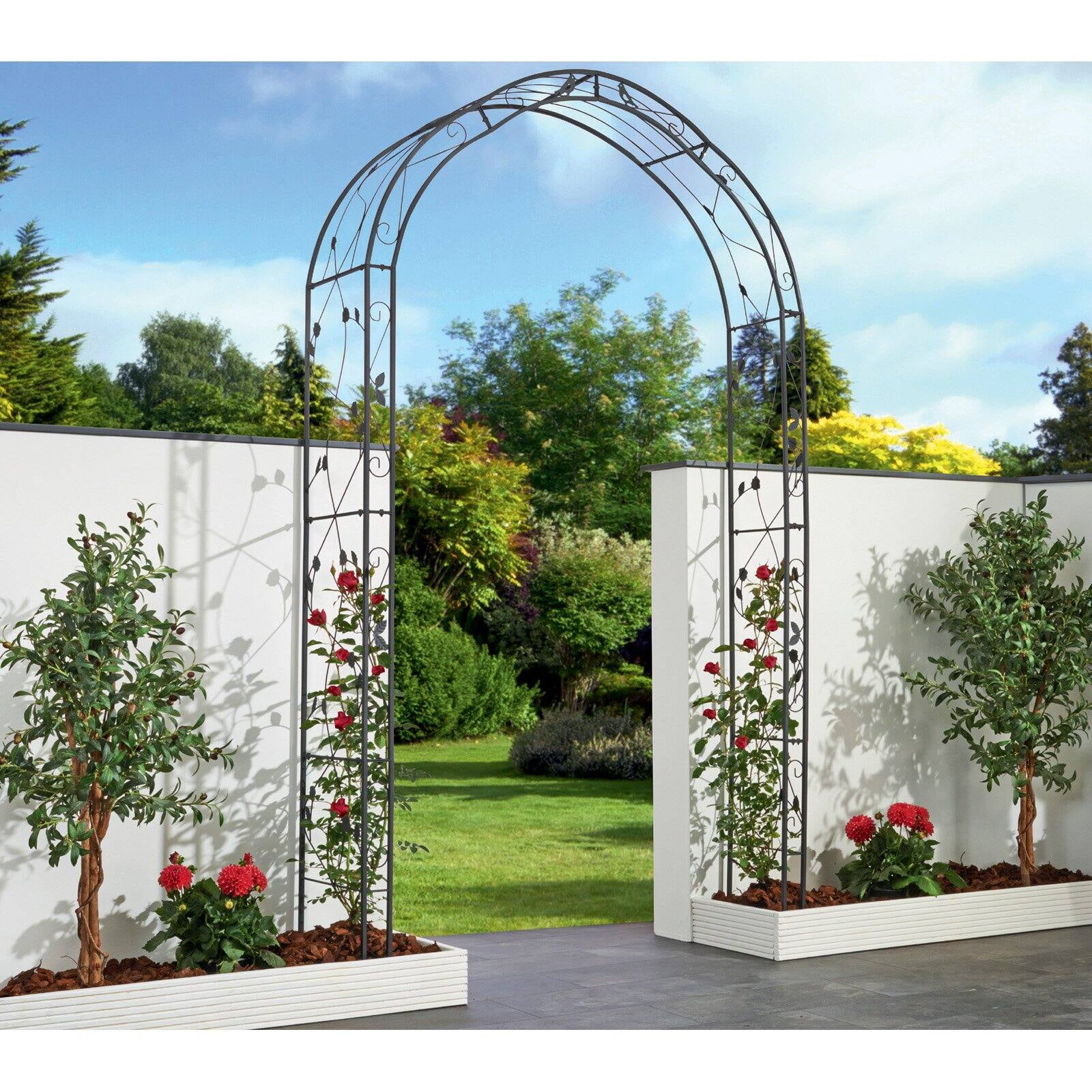 Tierra Garden 102"H Black Steel Arbor - Walmart.com