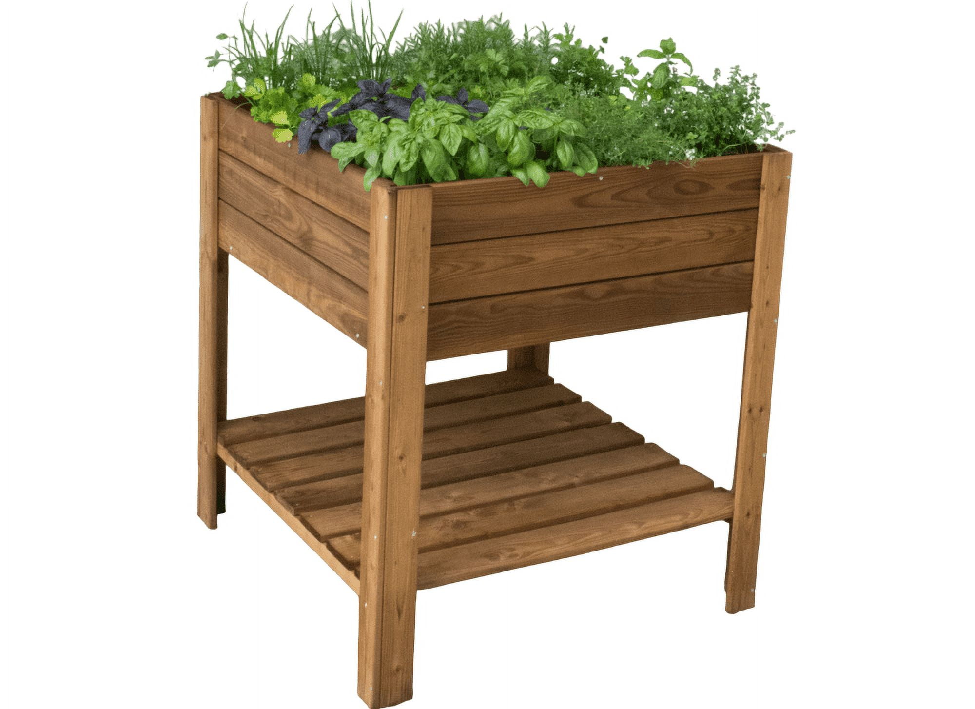 Tierra Garden 32" x 32" x 35" Brown Pine Planter Box with Four Sections ...