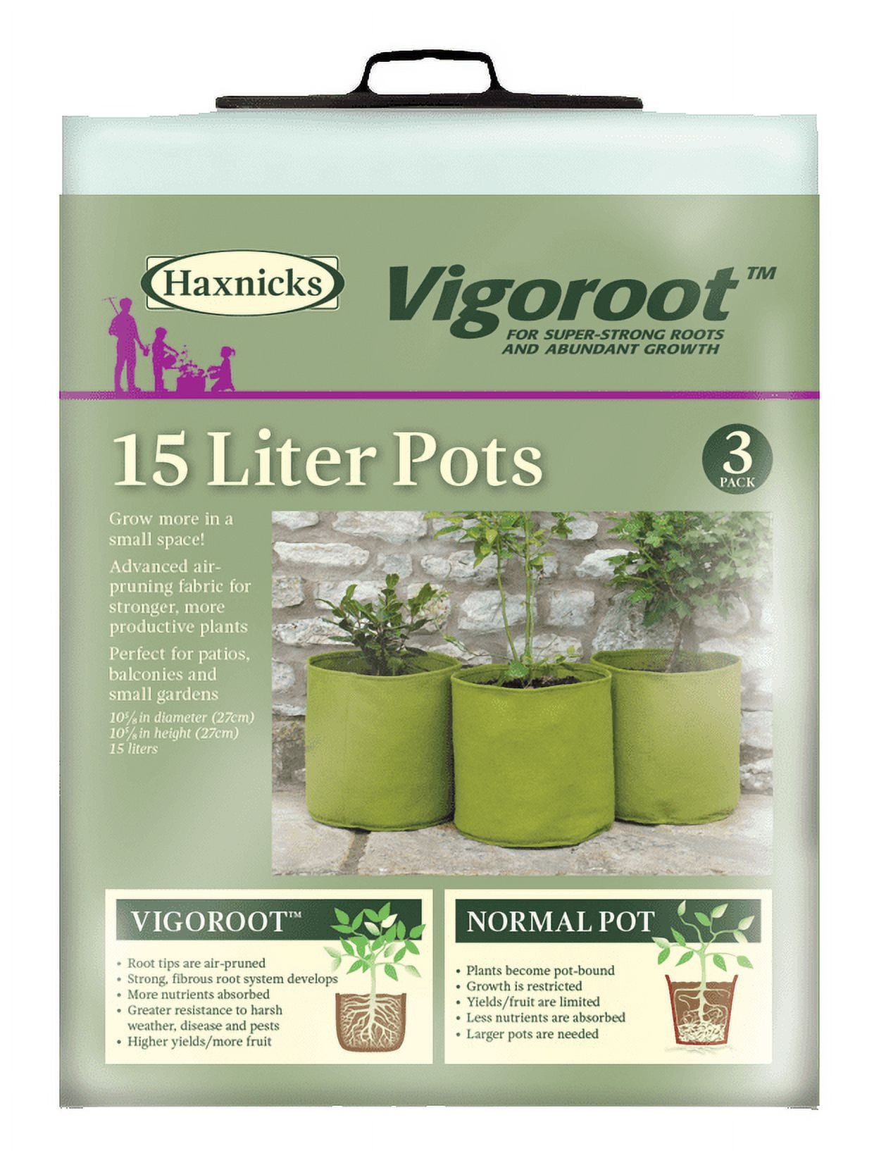 Tierra Garden 50-VIG10 Haxnicks 4.0 Gallon Vigoroot Pots, 3-Pack - Walmart.com