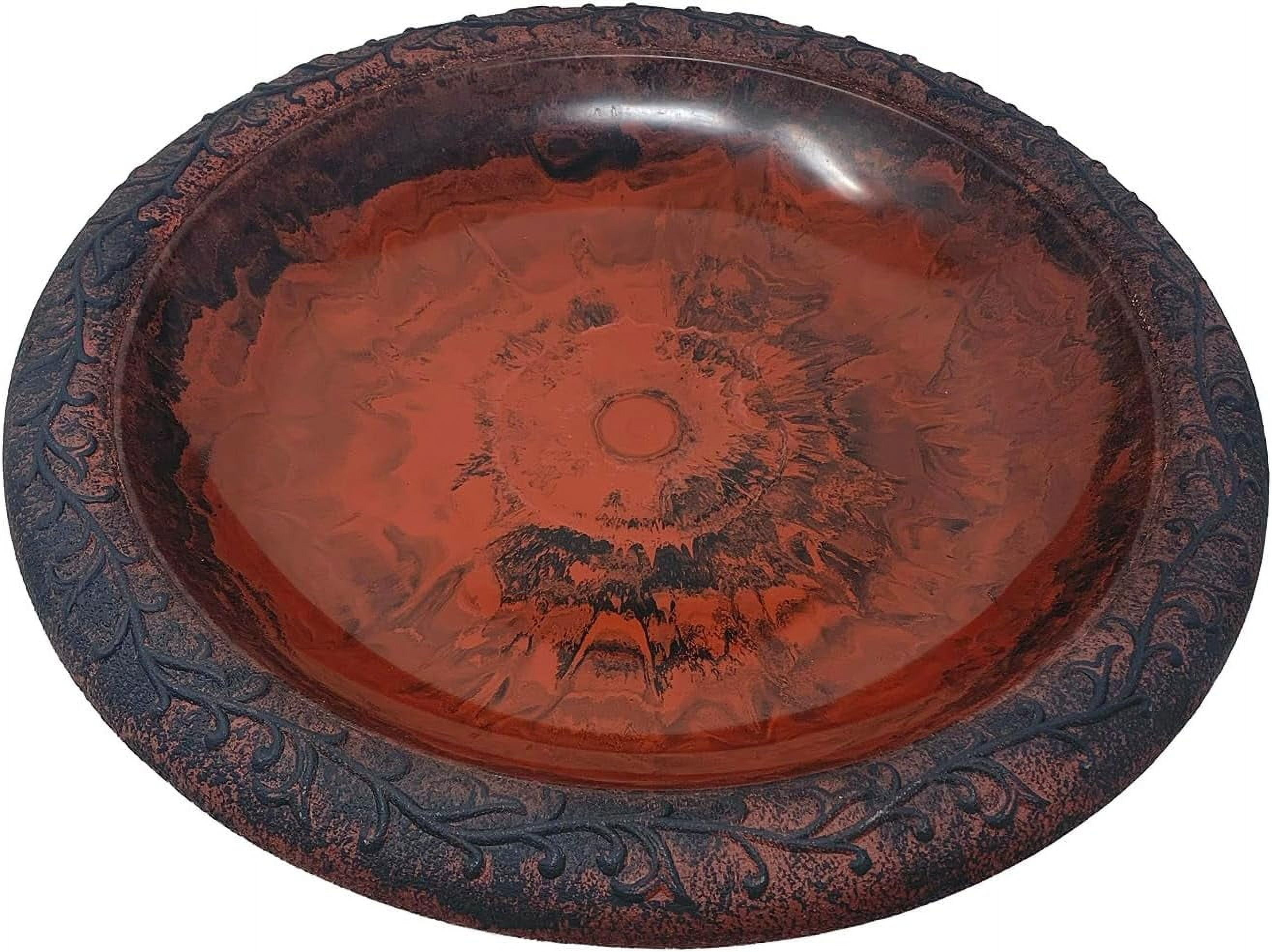 Tierra Garden Bird Bath Bowl Only - 19" Large Red & Charcoal Fiber Clay ...