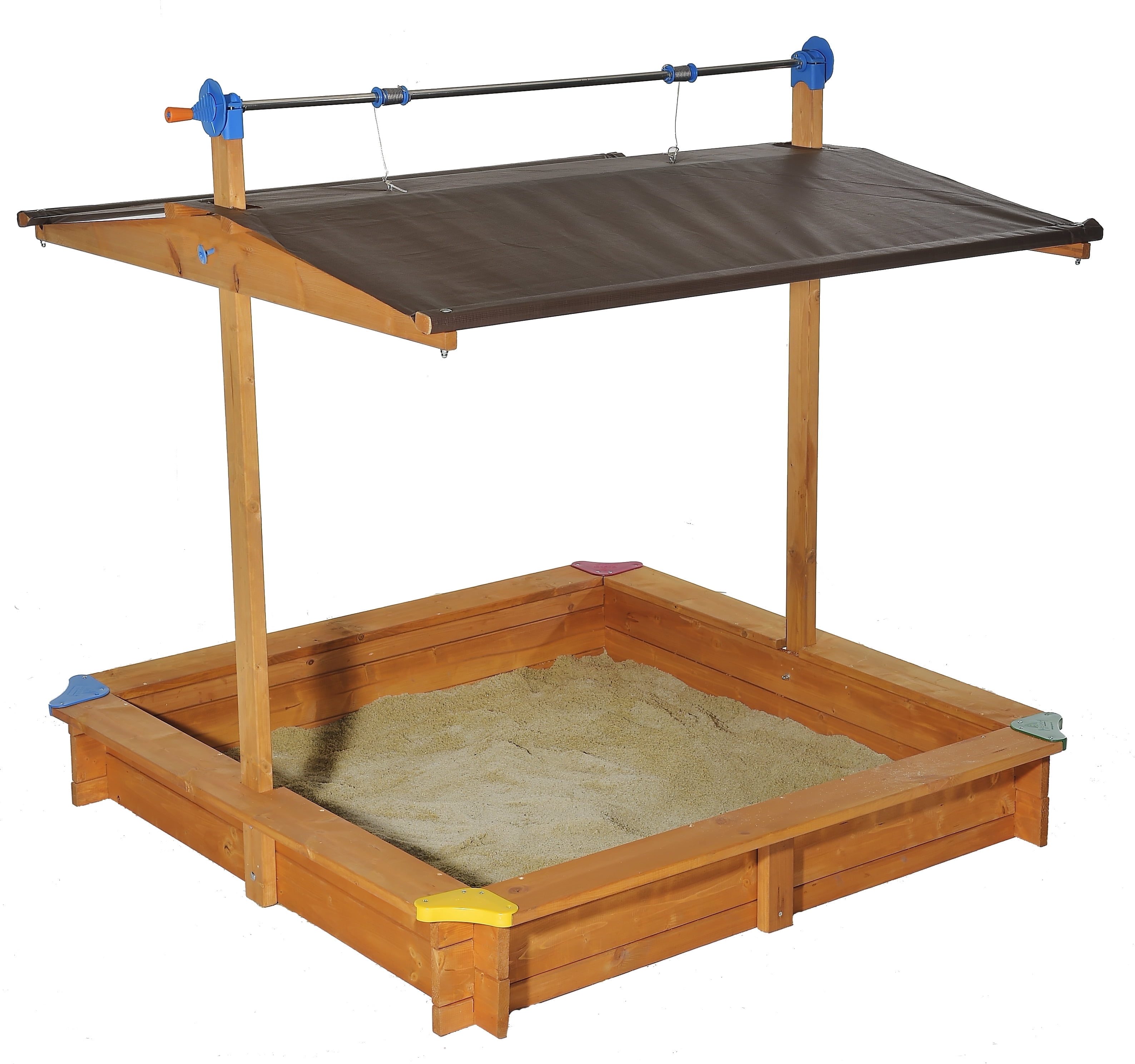 Tierra Garden Children's Wooden Sandbox with Retractable Roof, 56 x 56 ...