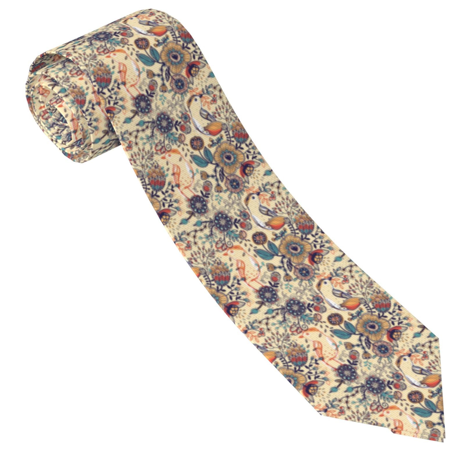 Ties for Men - Birds Fantasy Flowers Soft Comfort Mens Tie with Built ...