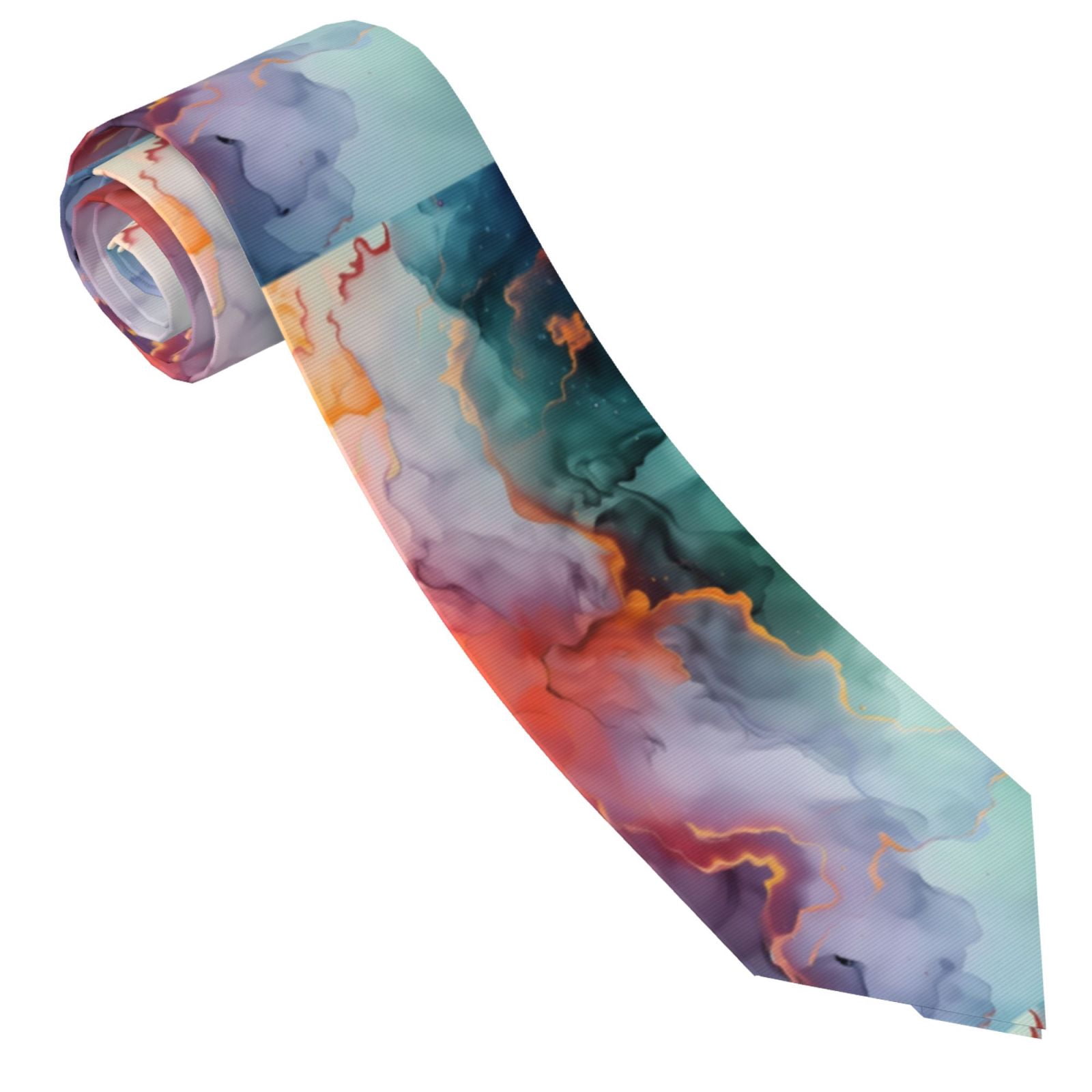 Ties for Men - Colorful Abstract Waves Soft Comfort Mens Tie with Built ...