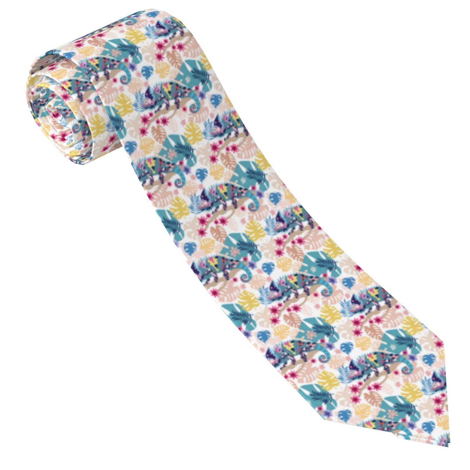 Ties for Men - Colorful Chameleon Lizard Monstera Soft Comfort Mens Tie ...