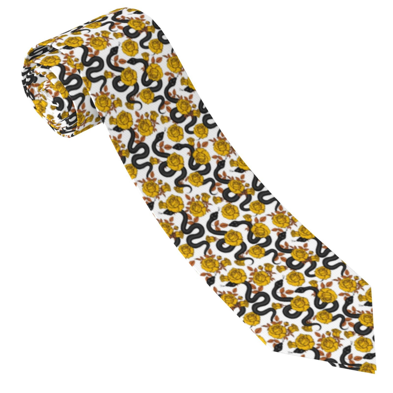 Ties for Men - Elegant Snake Black Flower Gold Soft Comfort Mens Tie ...