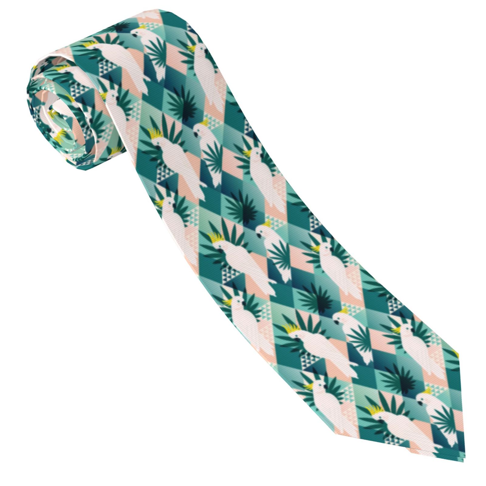 Ties for Men - Exotic Cockatoo Parrot White Soft Comfort Mens Tie with ...
