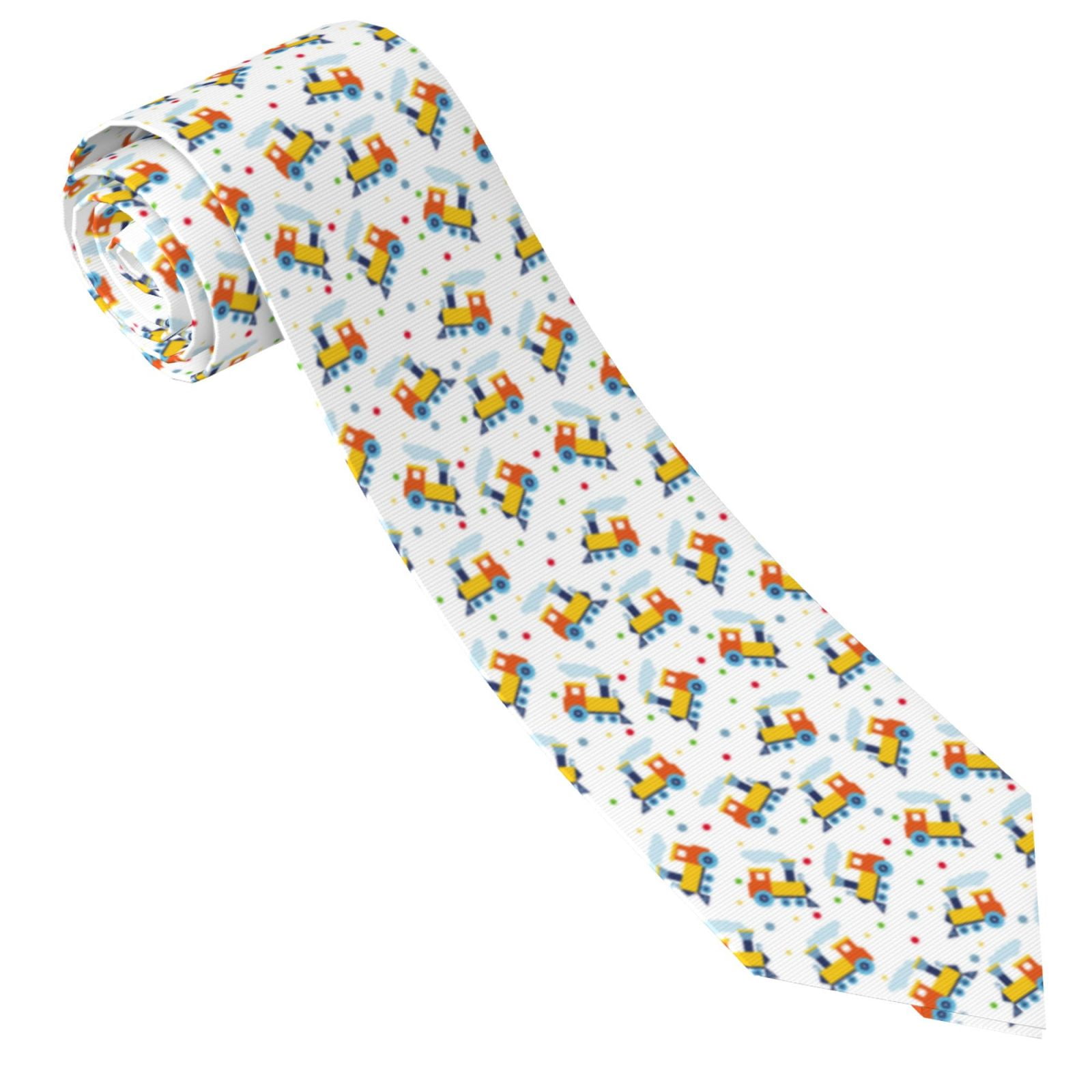 Ties for Men - Geometric Train Pattern Soft Comfort Mens Tie with Built ...
