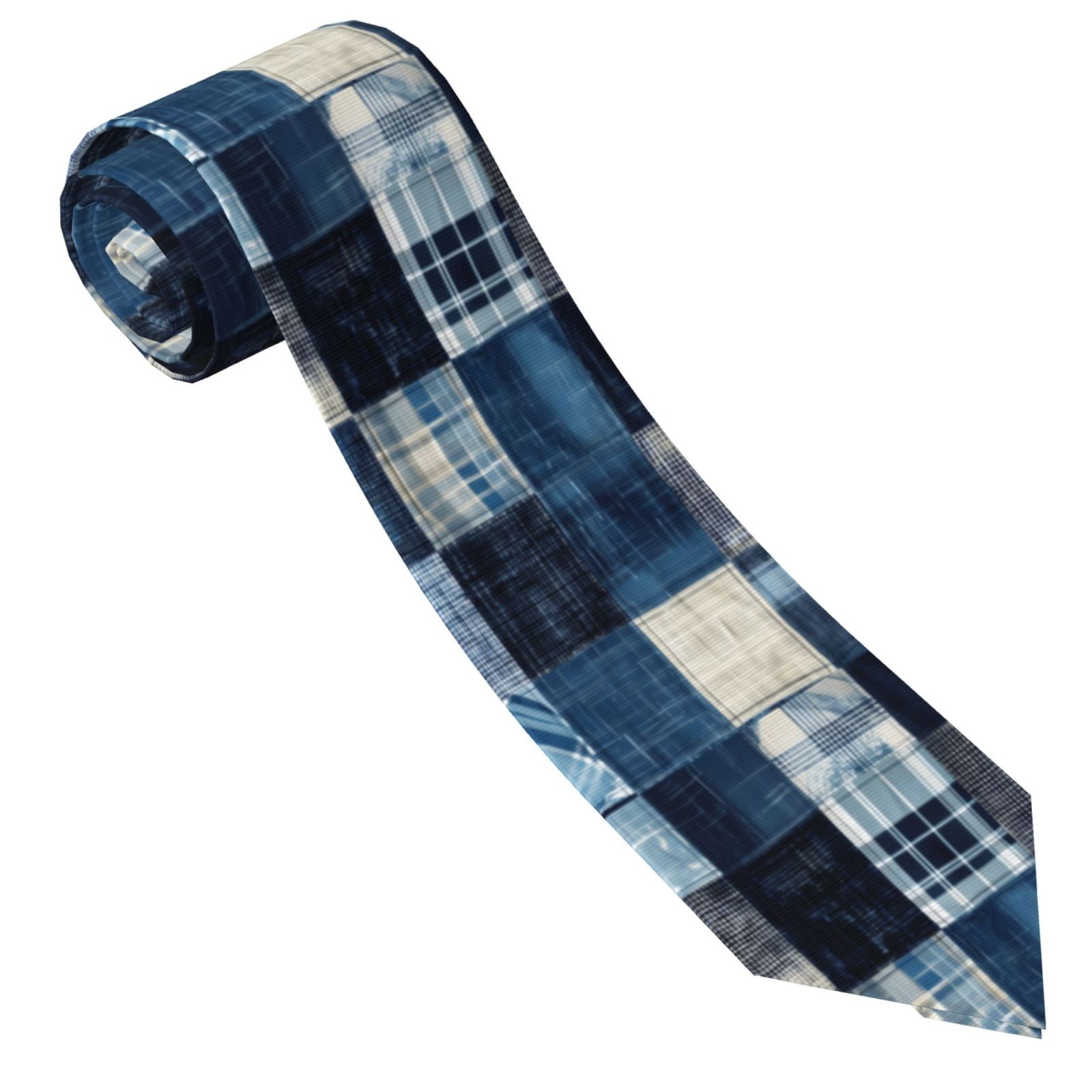 Ties for Men - Indigo Patchwork Quilt Soft Comfort Mens Tie with Built ...