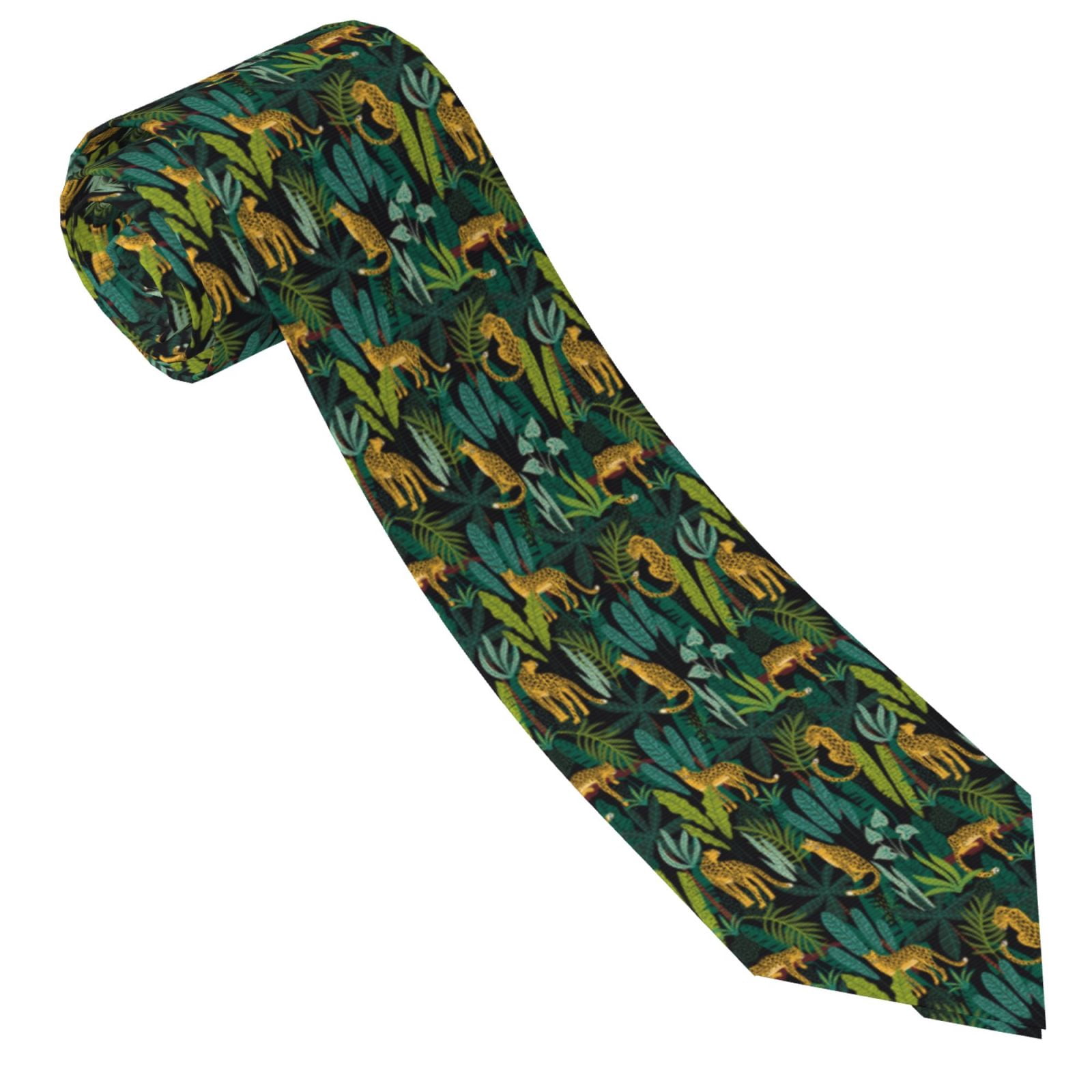 Ties for Men - Jungle leopard yellow Soft Comfort Mens Tie with Built ...