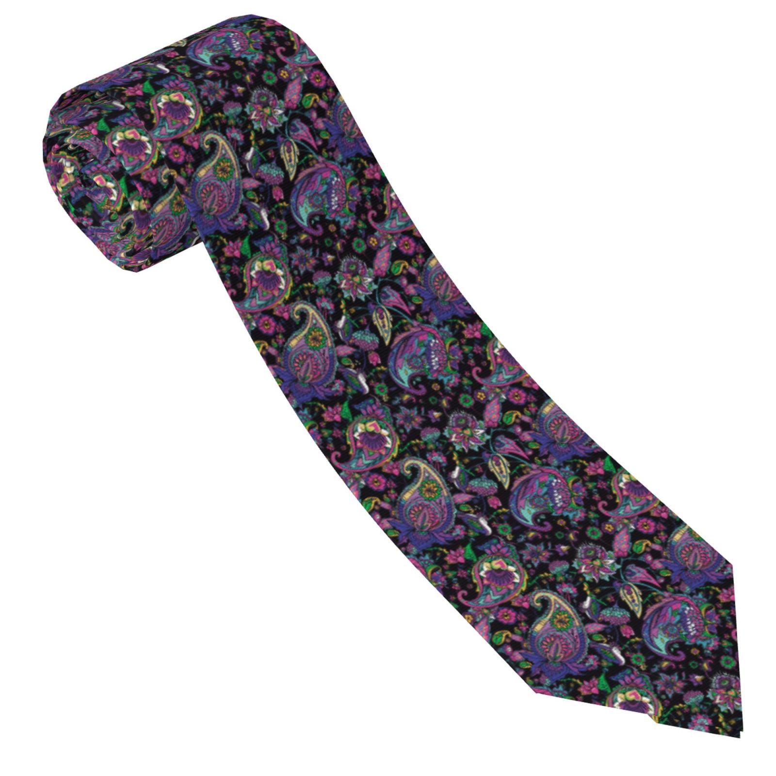 Ties for Men - Purple Green Flower Paisley Soft Comfort Mens Tie with ...